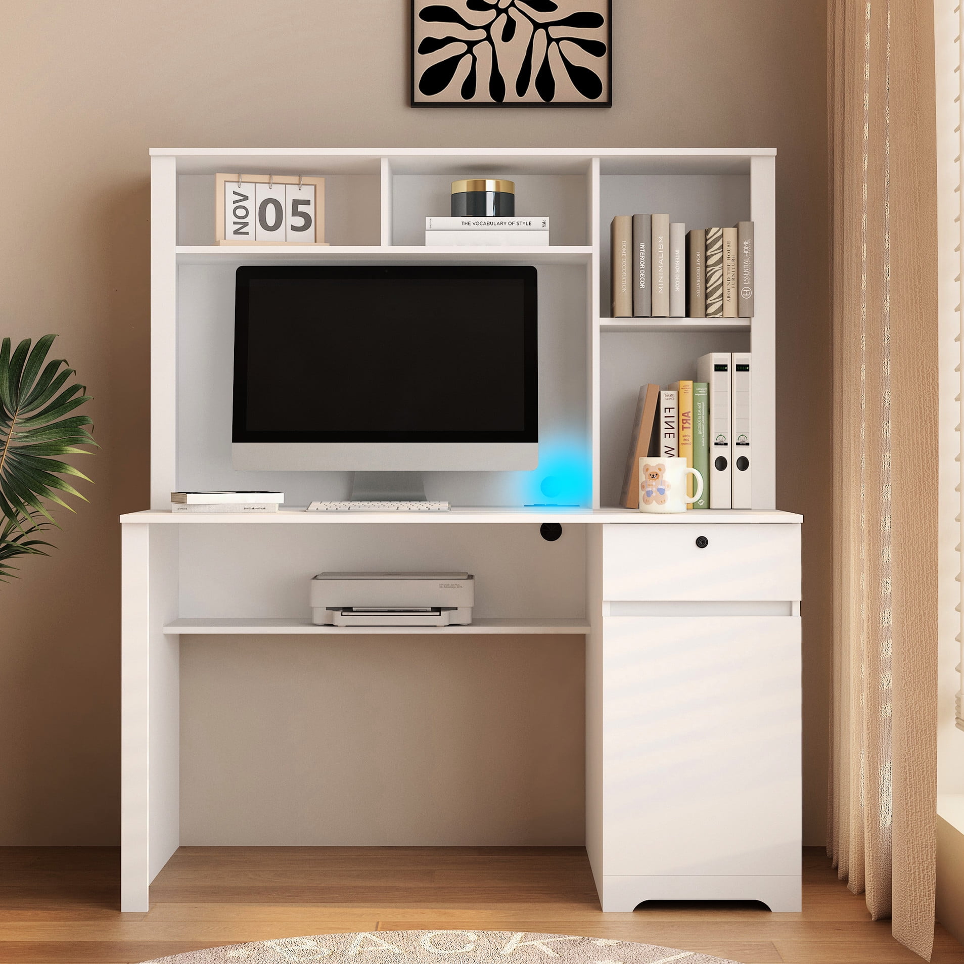 White Student Desk With & Chargers, 3 Ac Outlets, 2 Ports For Better ...