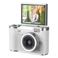 White Student Digital Camera 2.4 Inch Flip Screen Autofocus 1080P 48Mp ...