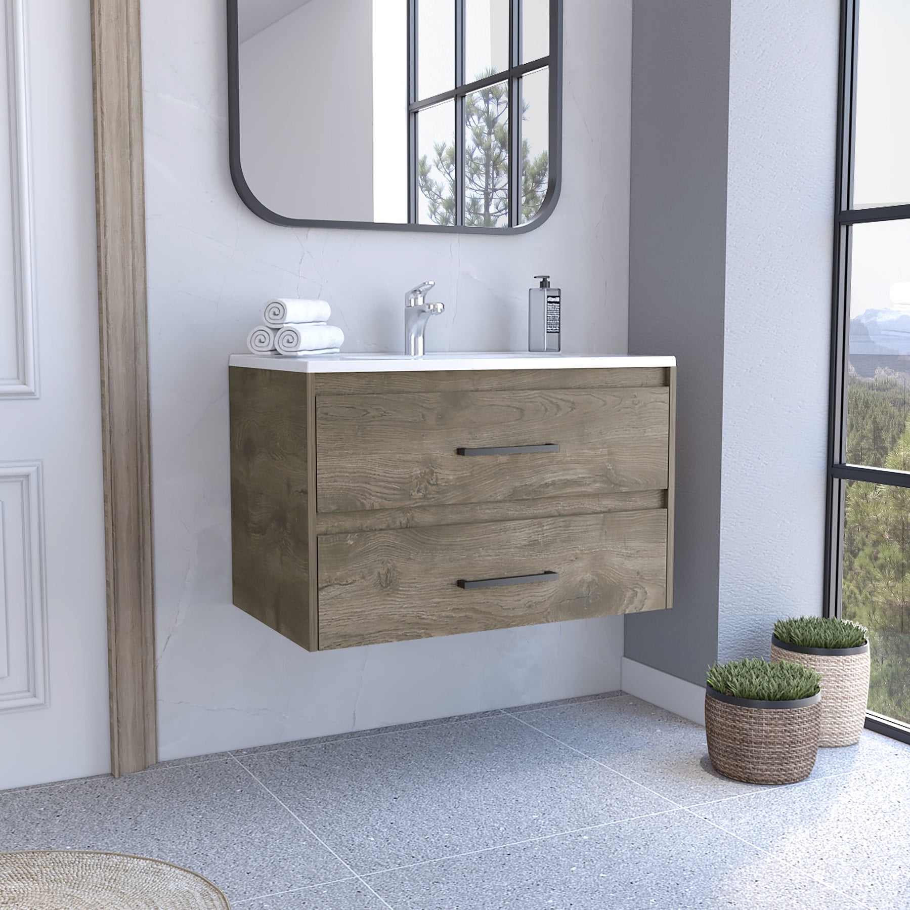White - Sturdy Drawer Structure - Small Apartment Use - Stylish Vanity ...