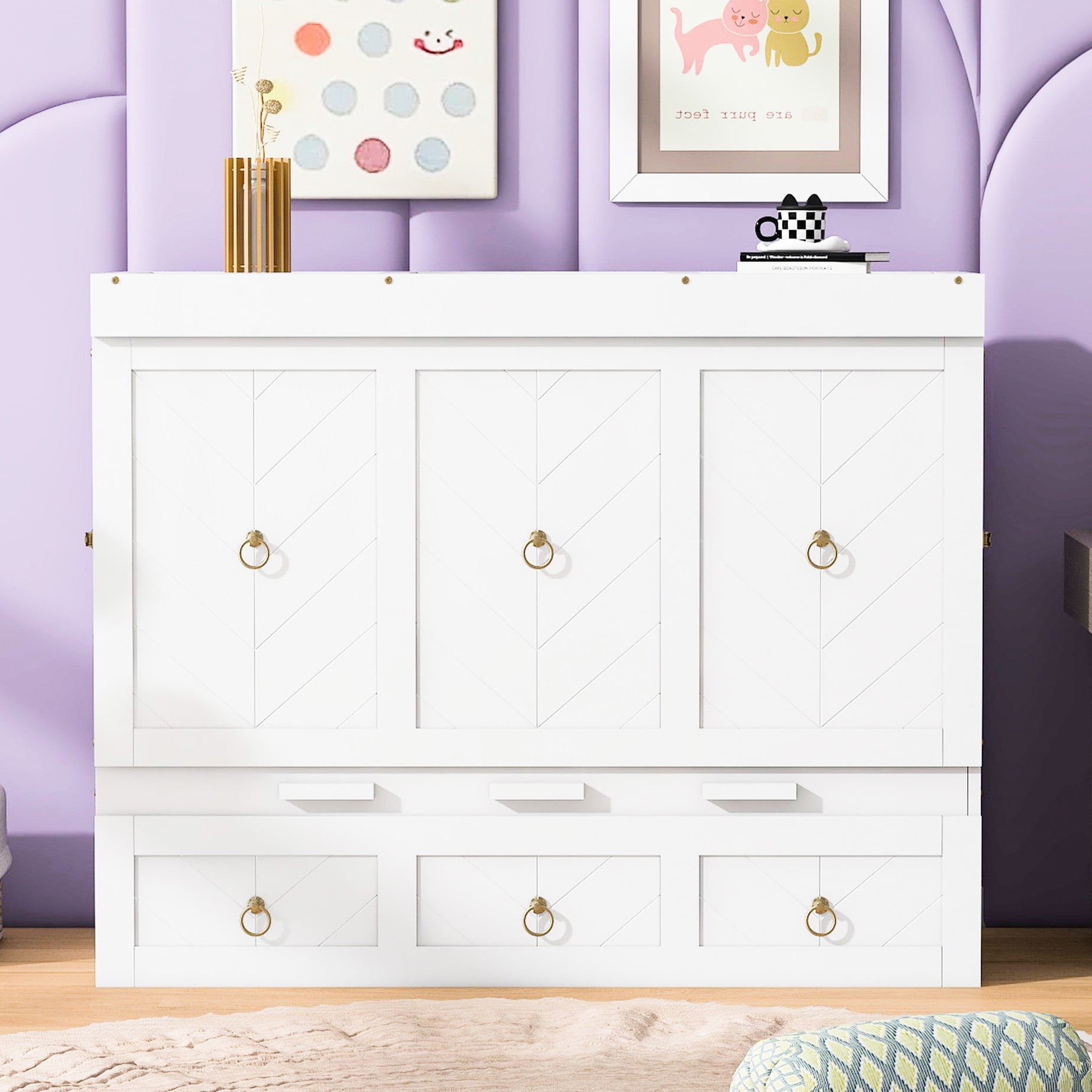 White, Sturdy and Space-Saving Queen Murphy Bed - Strong and Compact ...
