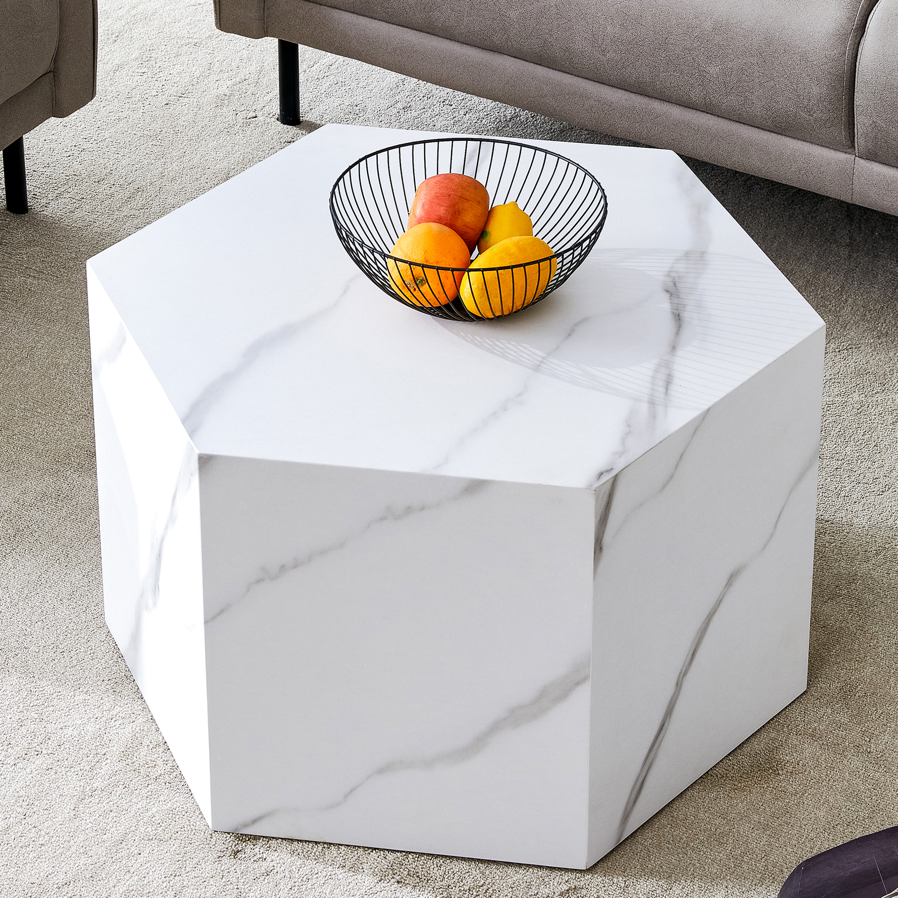 White Stylish Coffee Table With Complex Textures For Interior ...