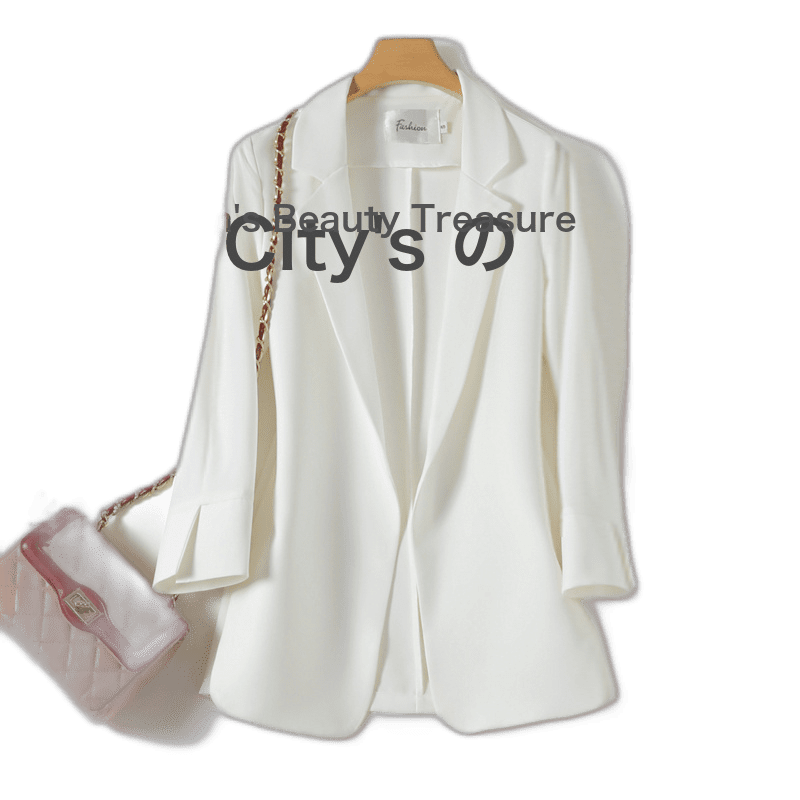 White Suit Jacket For Women In Autumn Thin Drape Mid-Length Sun ...