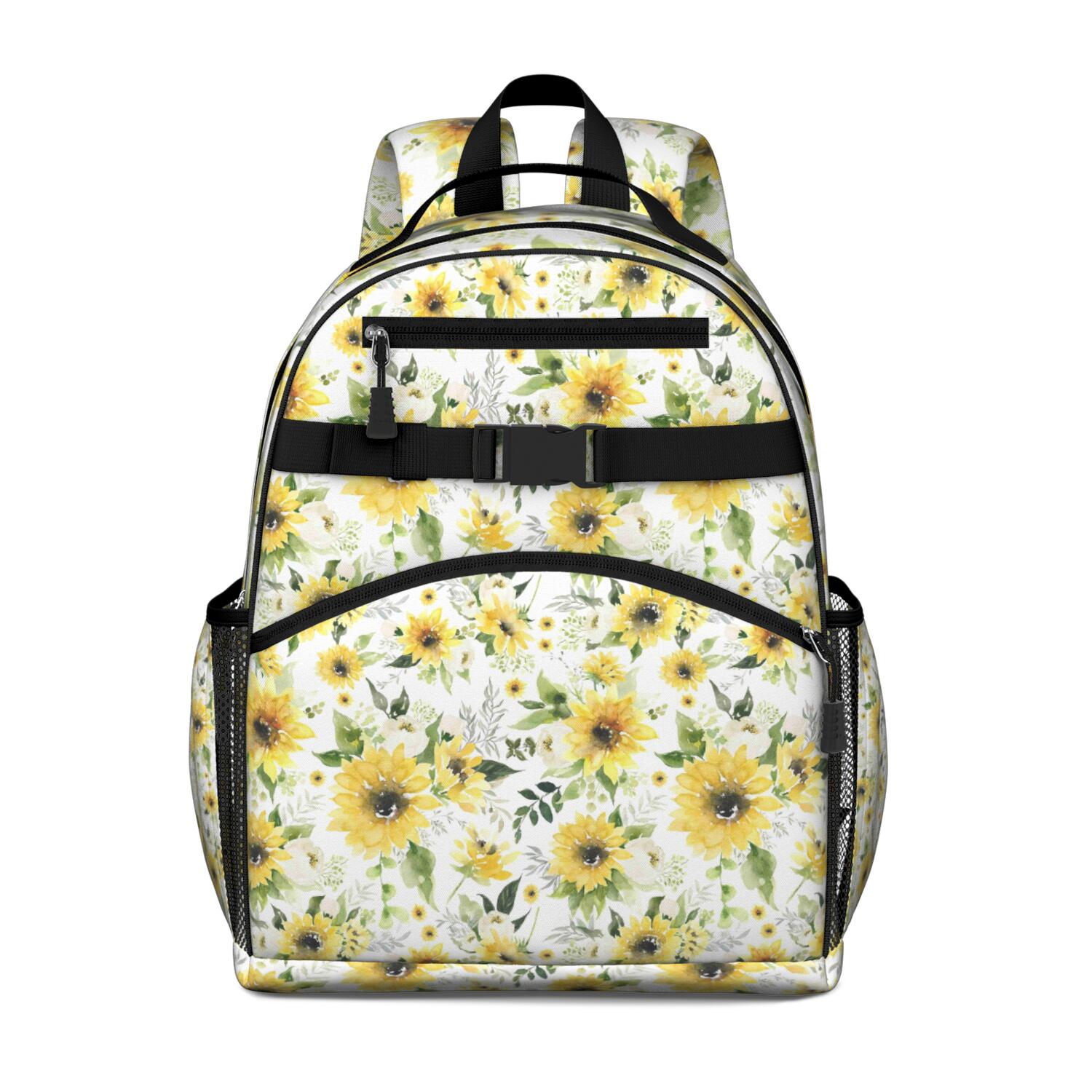 White Sunflower Backpack for School,Cute School Bag,Schoolbag with ...