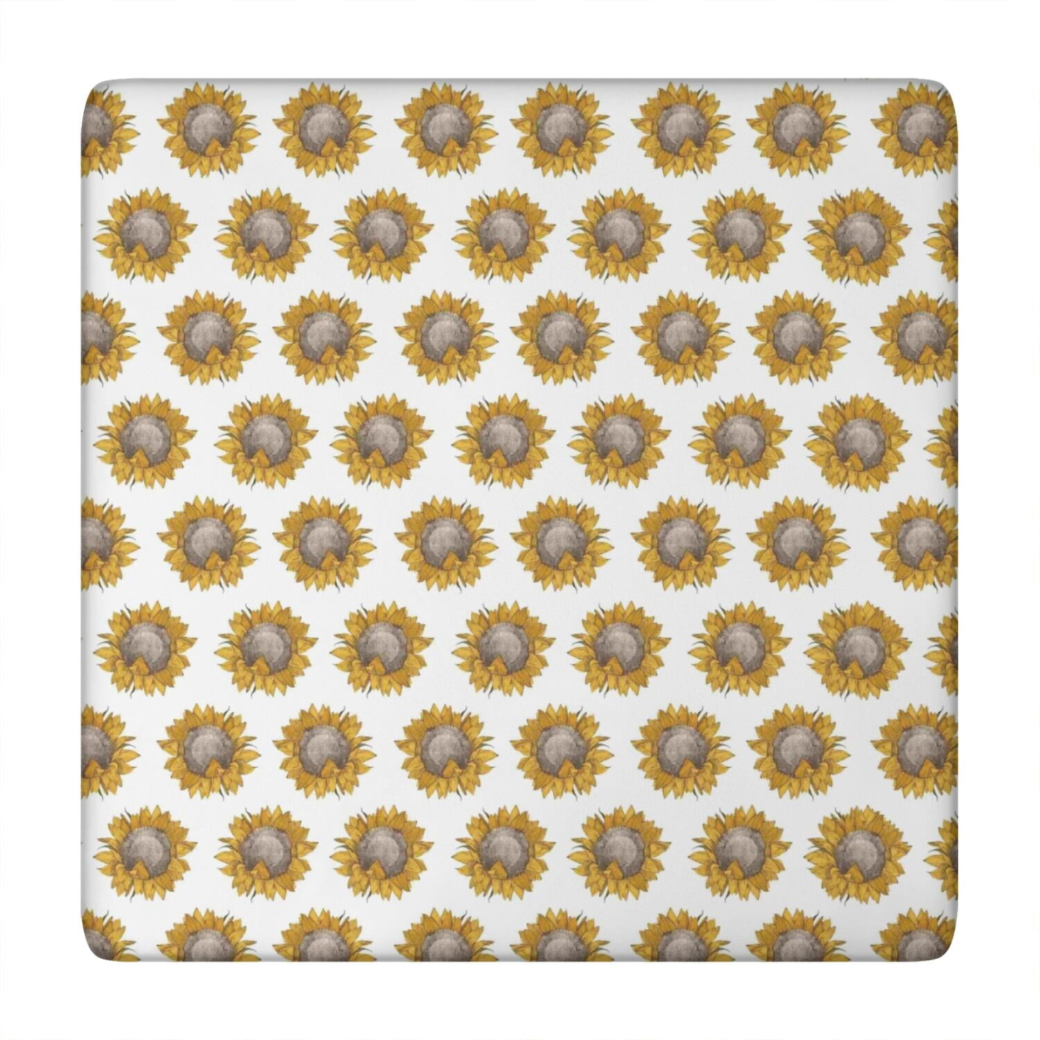 White Sunflower Pattern Square Fitted Tablecloth with Elastic Edge ...