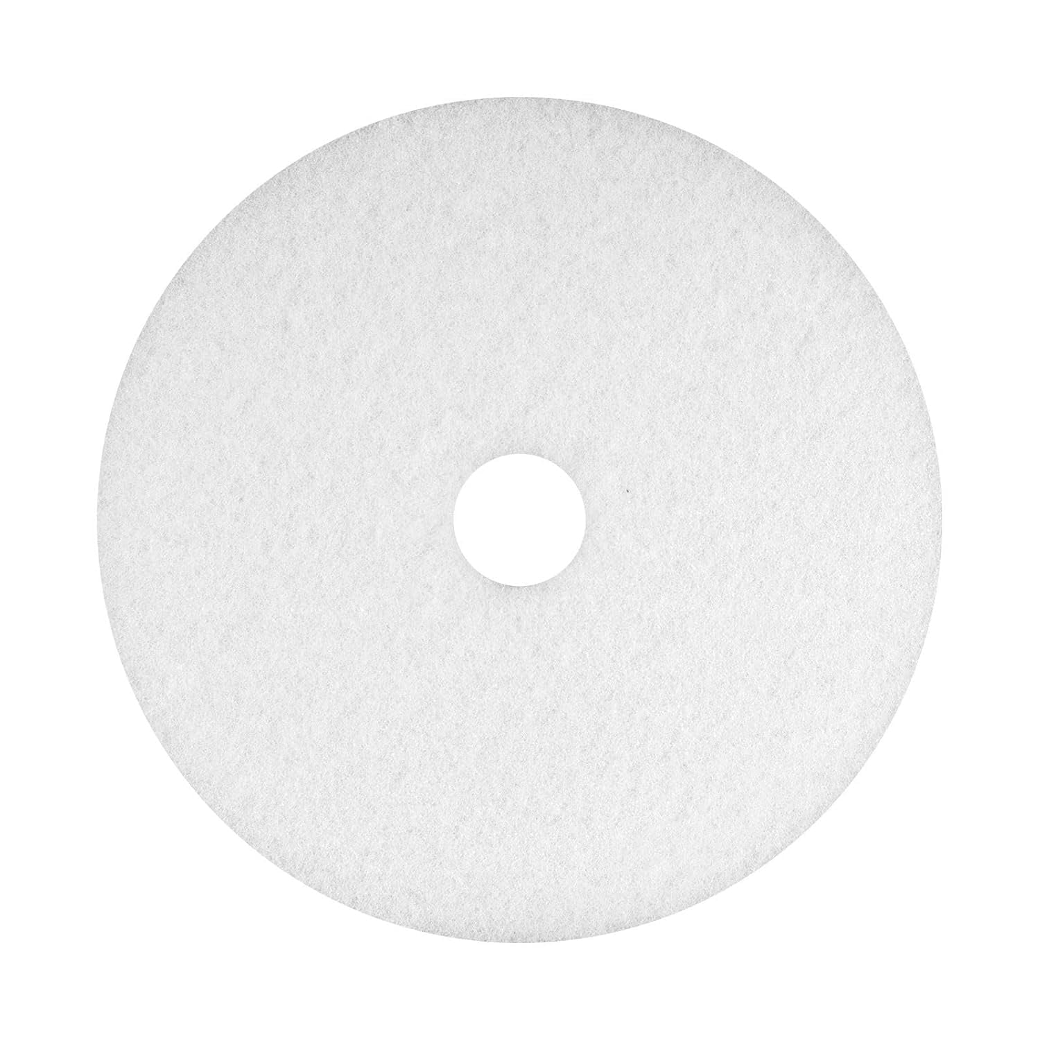 White Super Polish Floor Pad, 17" Diameter, 3.25" Center Hole, 5 Pads ...