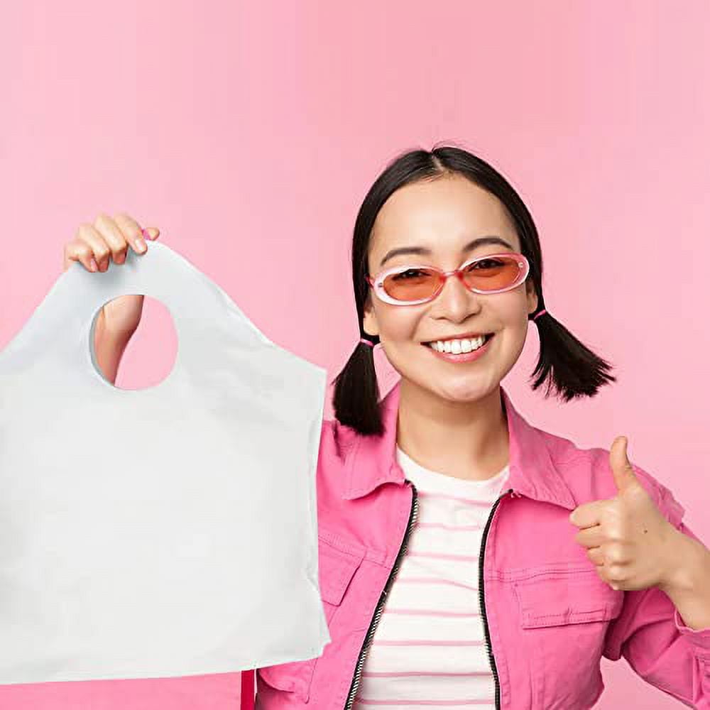 White Super Wave Top Carry Out Bags. Die Cut Handle Plastic Bags for ...