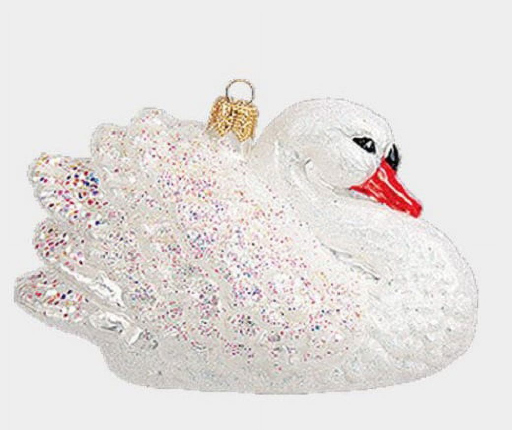 White Swan Bird Polish Mouth Blown Glass Christmas Ornament - Walmart.com