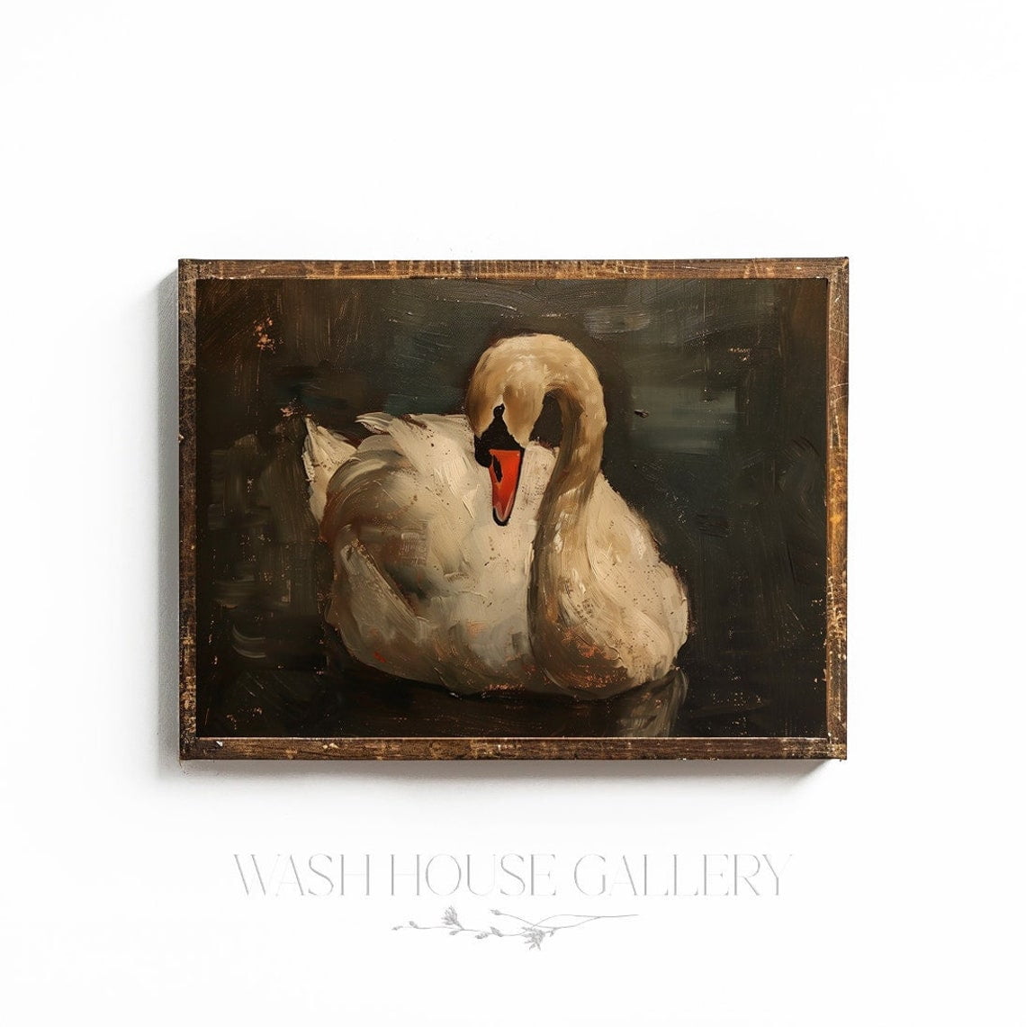 White Swan Dark Oil Wall Art Poster Cottagecore Swan Art Dark ...