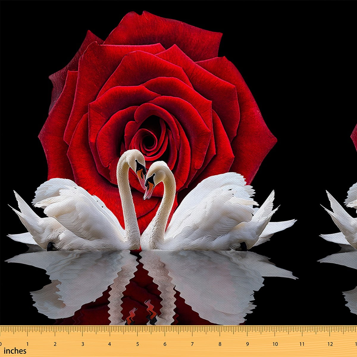 White Swan Fabric By The Yard for Adult Man,Red Romantic Rose ...