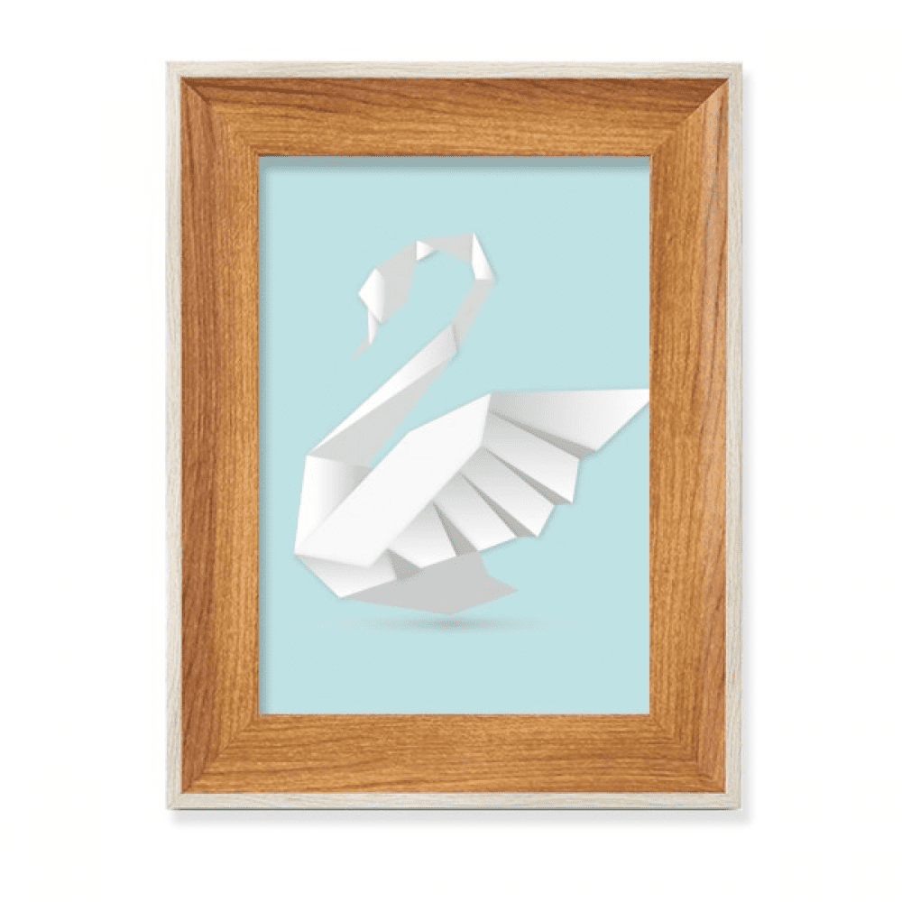 White Swan Pattern Desktop Wooden Photo Frame Display Picture Art ...