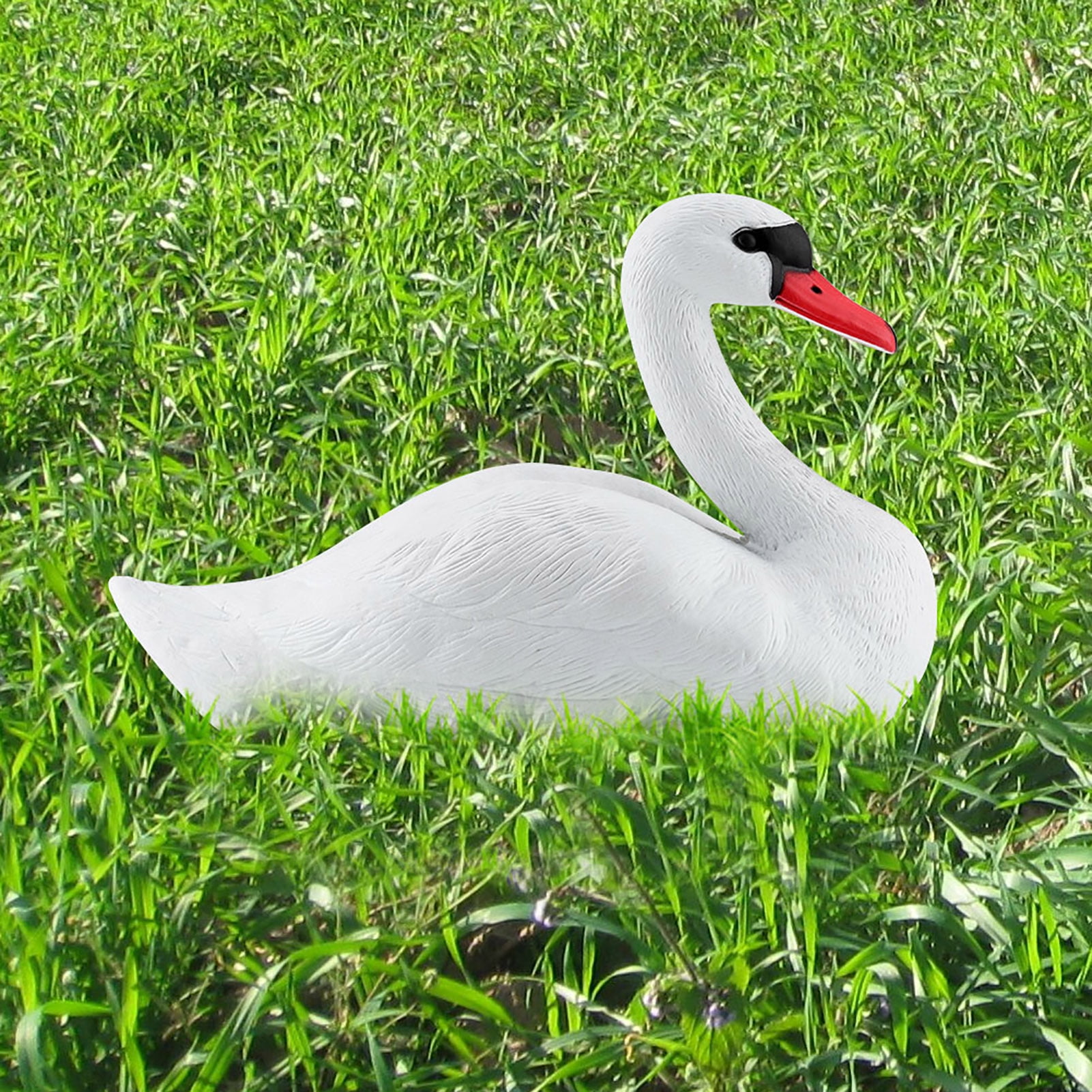 White Swan Statue Garden Ornament - Resin Figurine Sculpture for Yard ...