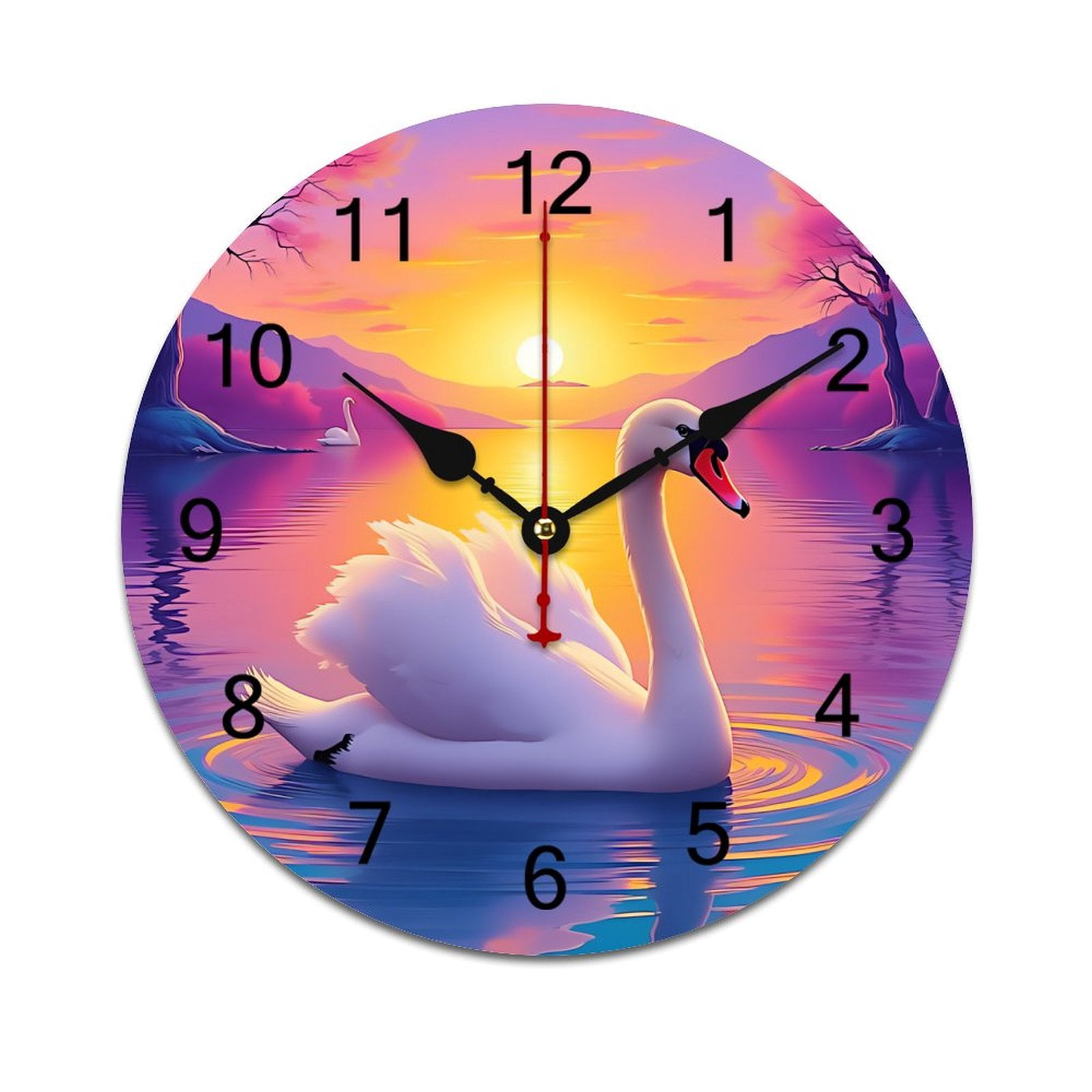White Swan Word Saying Big Wall Clock Home Decor Art Watch Living Room ...