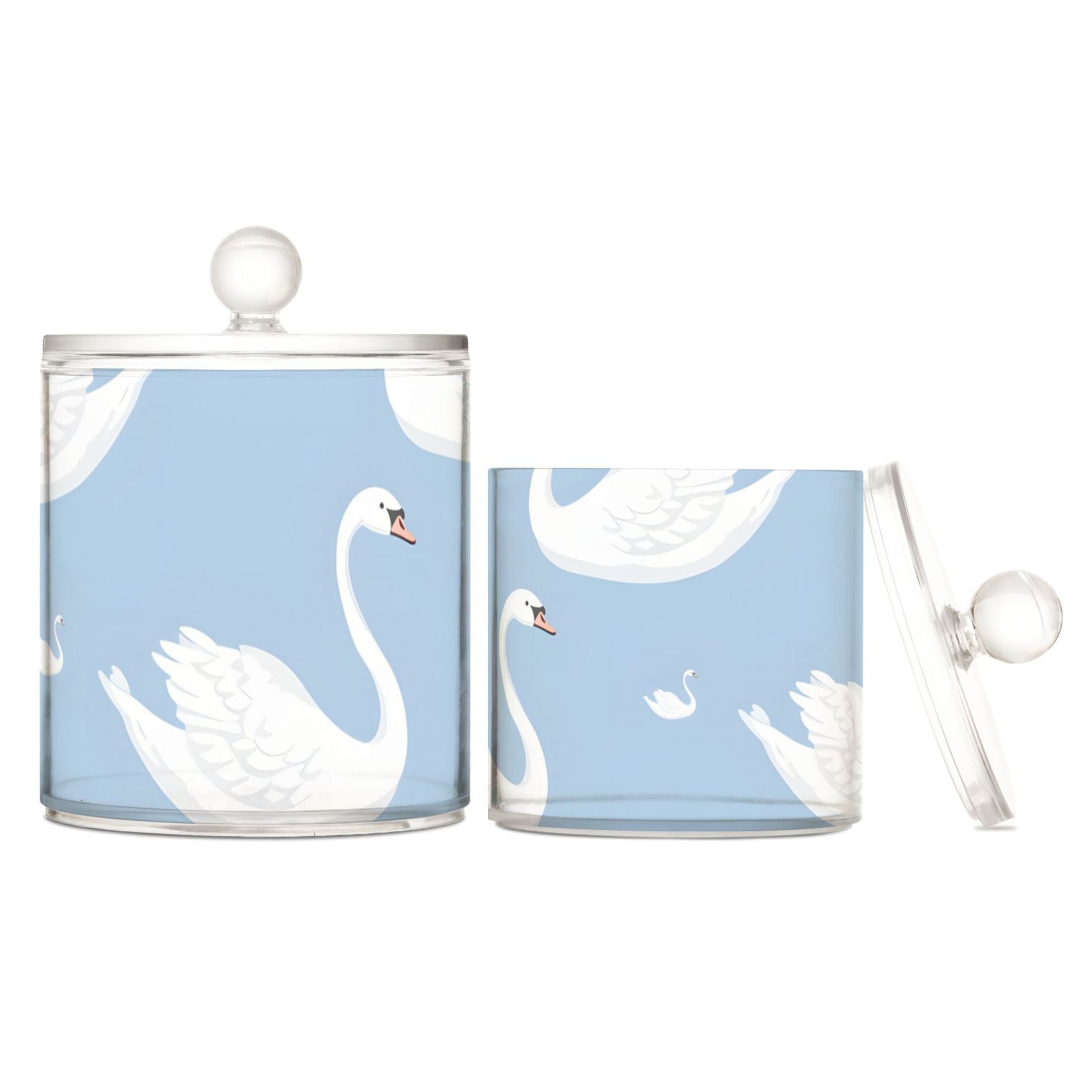 White Swans Translucent Plastic Cans Storage Canisters with Lid Two ...