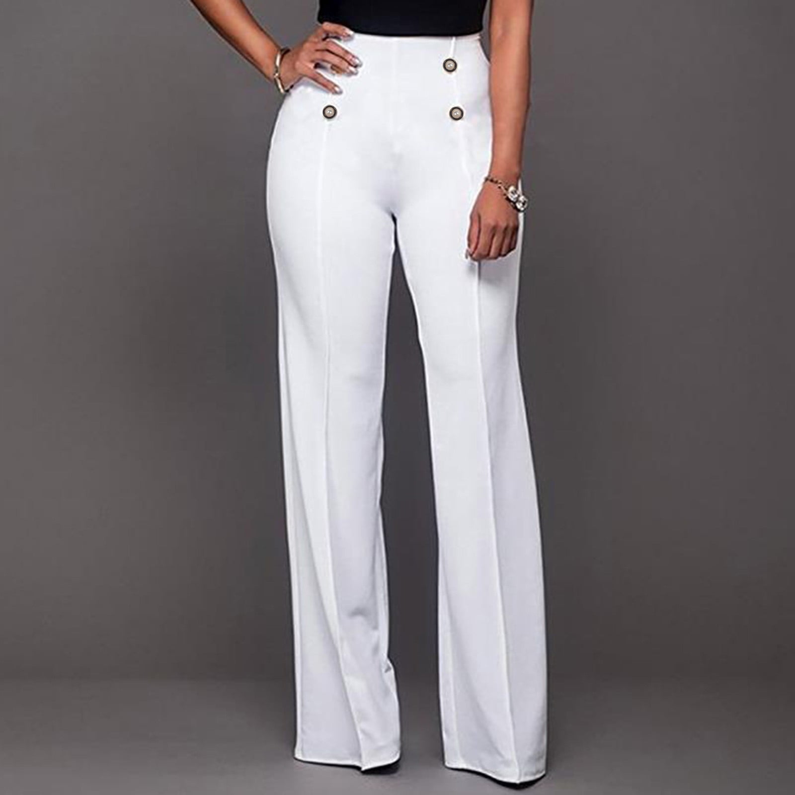White Sweatpants Women Pants Solid Waisted Fashion Cut Boot Legs ...