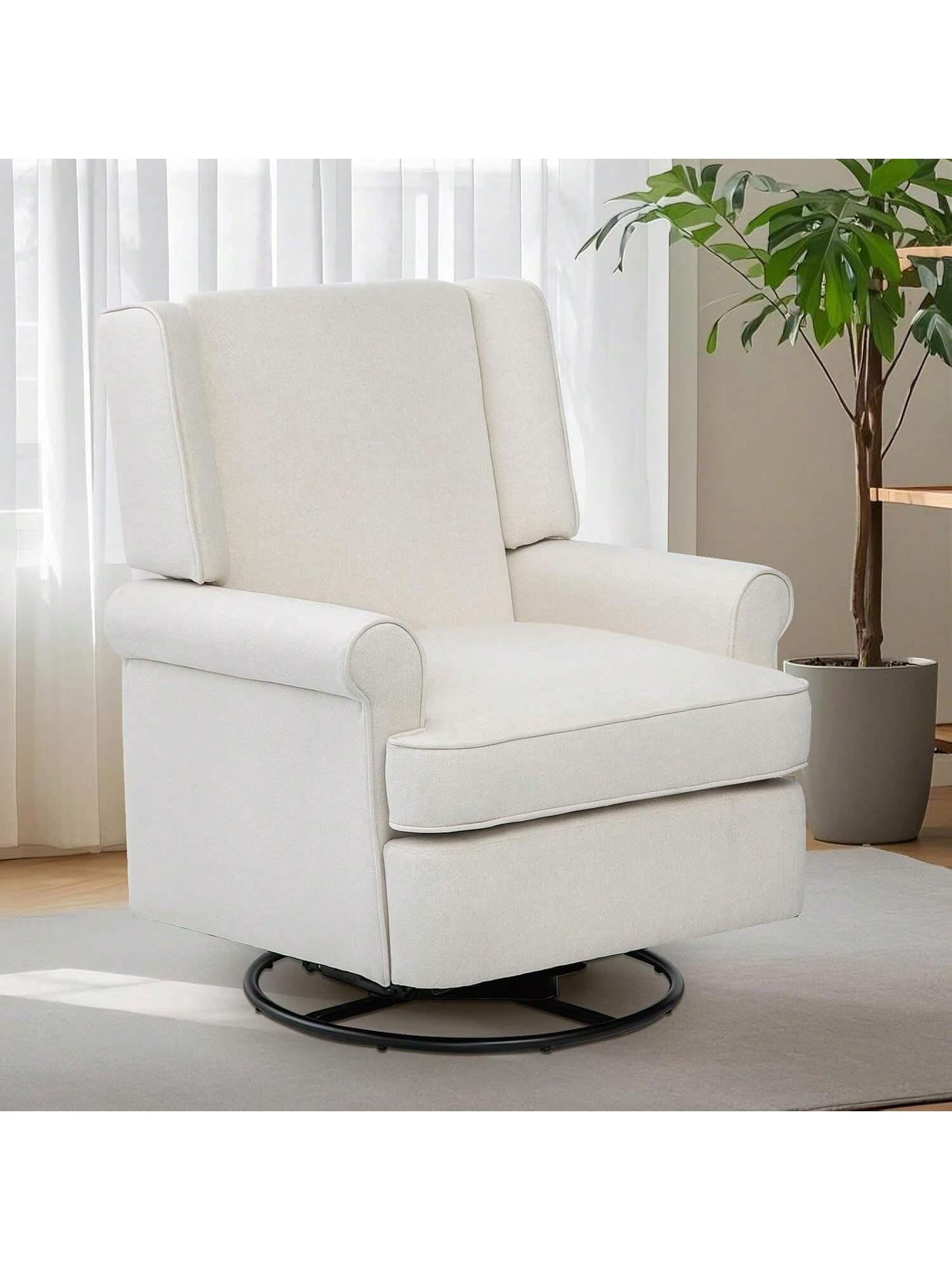 White- Swivel Rocker Chair, Nursery Breastfeeding Maternity Chair ...