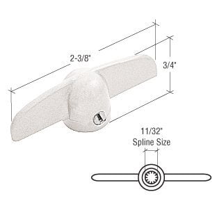 White T-Crank Window Handle 11/32" Spline Size for Truth - Walmart.com