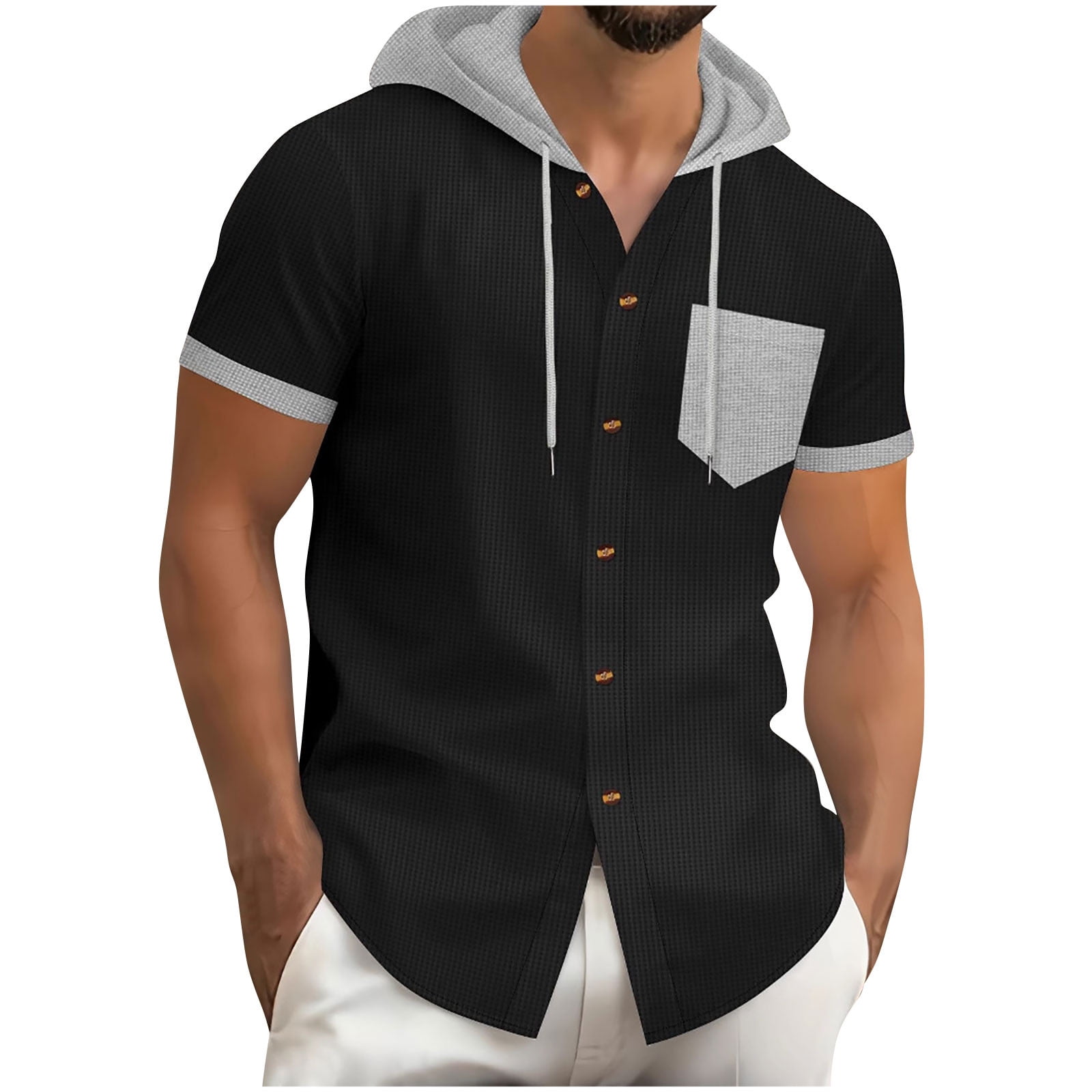 White T Shirt Black Shirts for Men Pack Men's Summer Hoodie Color Block ...
