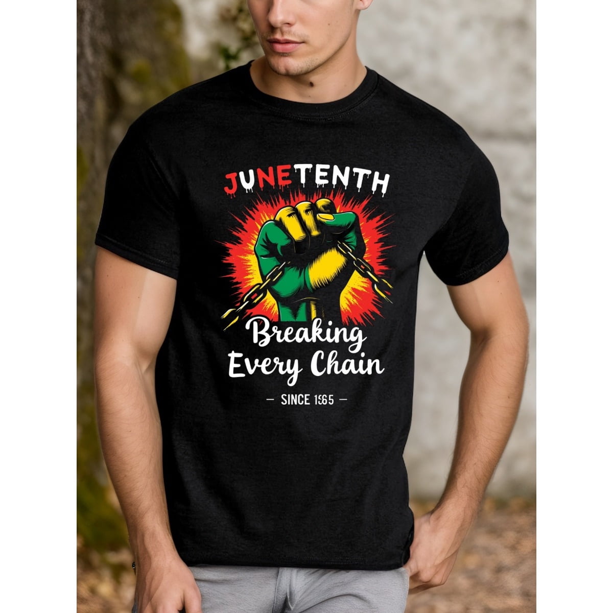 White T-Shirts, Men Workout Clothes, Image of Fist Breaking Chain ...