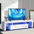 uhomepro White TV Stand with 16 Colors LED, Fits up to 70in TVs ...