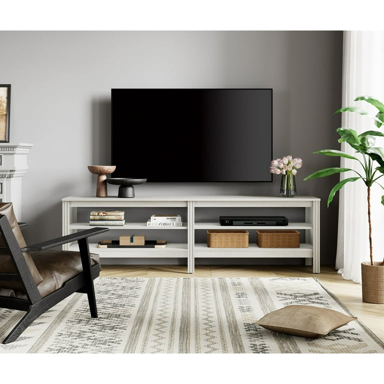 Free Shipping White TV Stand for 75 Inch TV Farmhouse Wood TV Cabinet with 4 Cubby for Living Room Bedroom 70 inch Walmart