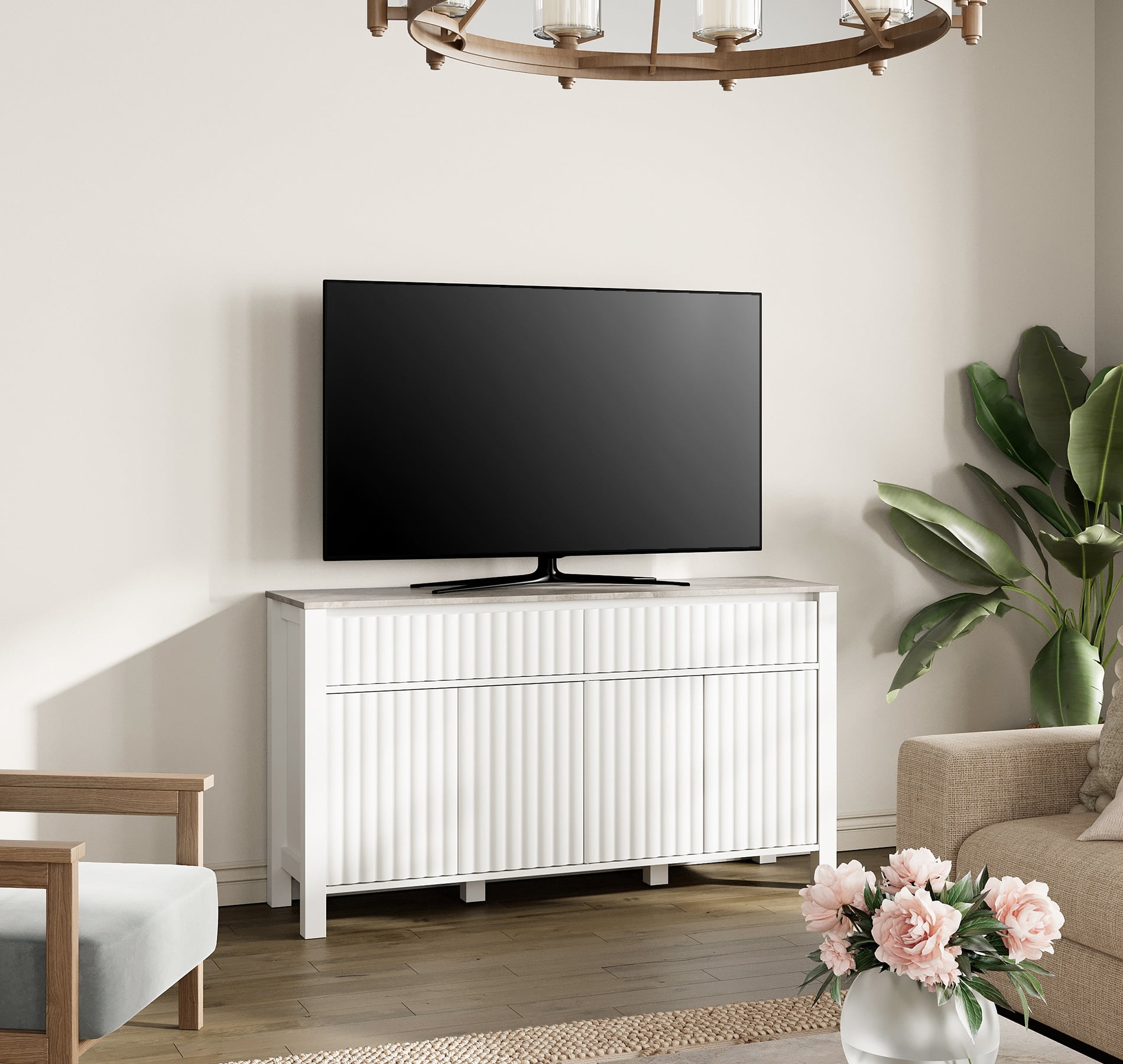 TV Stand - White TV Stand with Ample Storage - Walmart.com