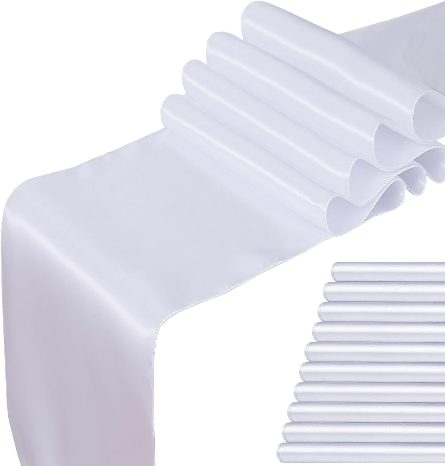 White Table Runner 10 Pack - Satin Table Runners 12 x 108 Inches Long ...