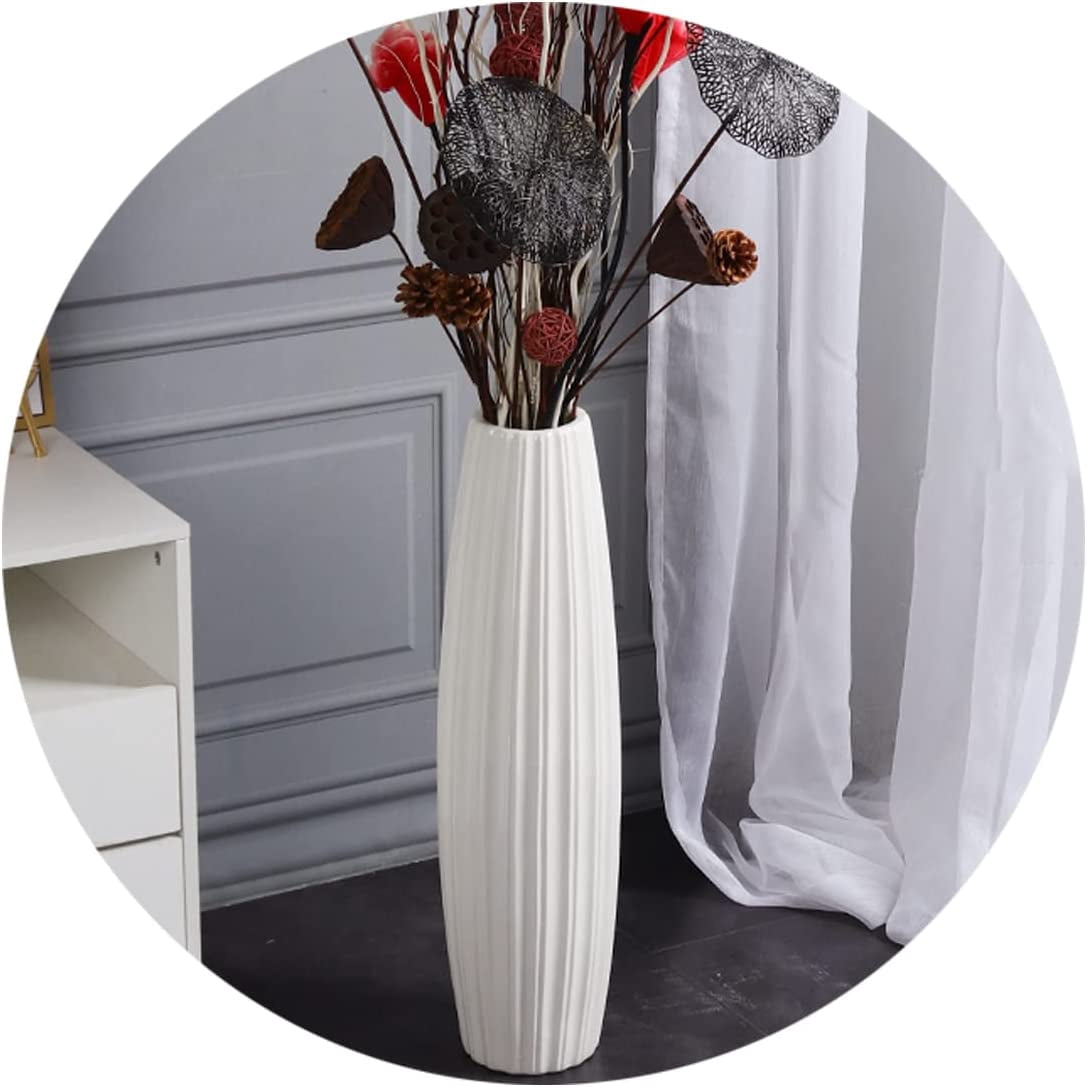 White Tall Floor Vase, 28" Ceramic Large Vase, Decorative Flower Vases ...