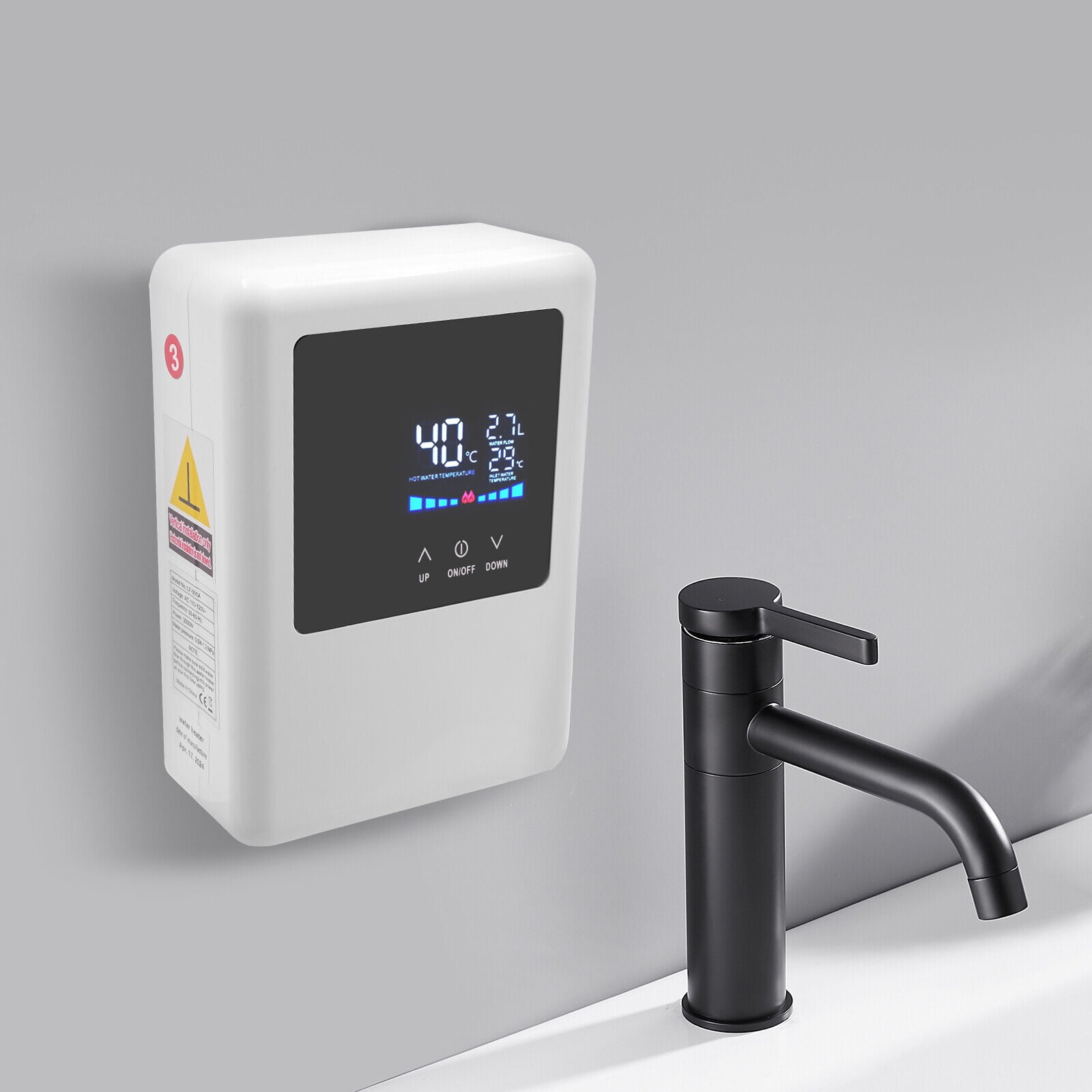 White Tankless Water Heater Electric 110V, 4500W Instant Water Heater ...