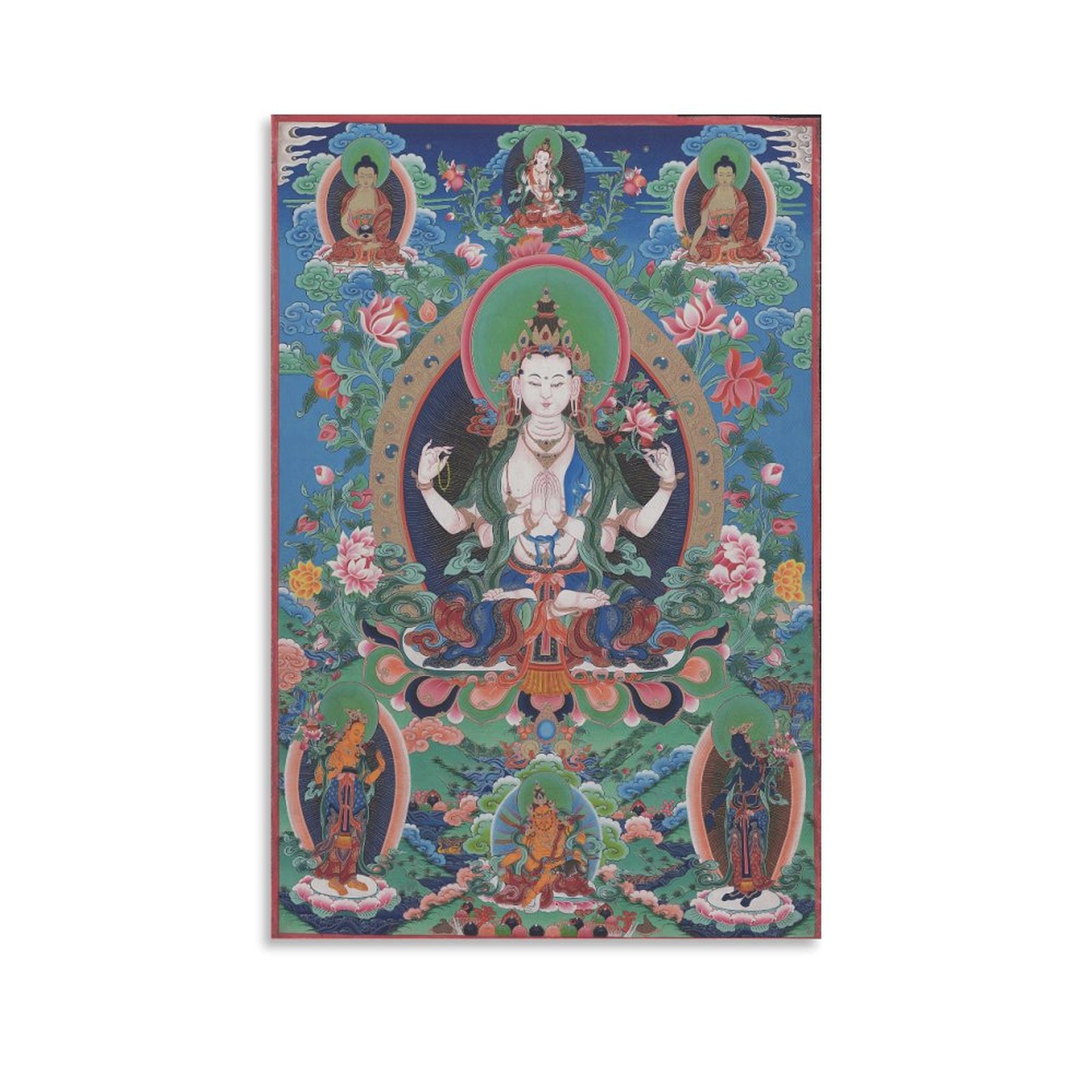 White Tara Mother Goddess Tibetan Thangka Artworks Print Photo Art ...