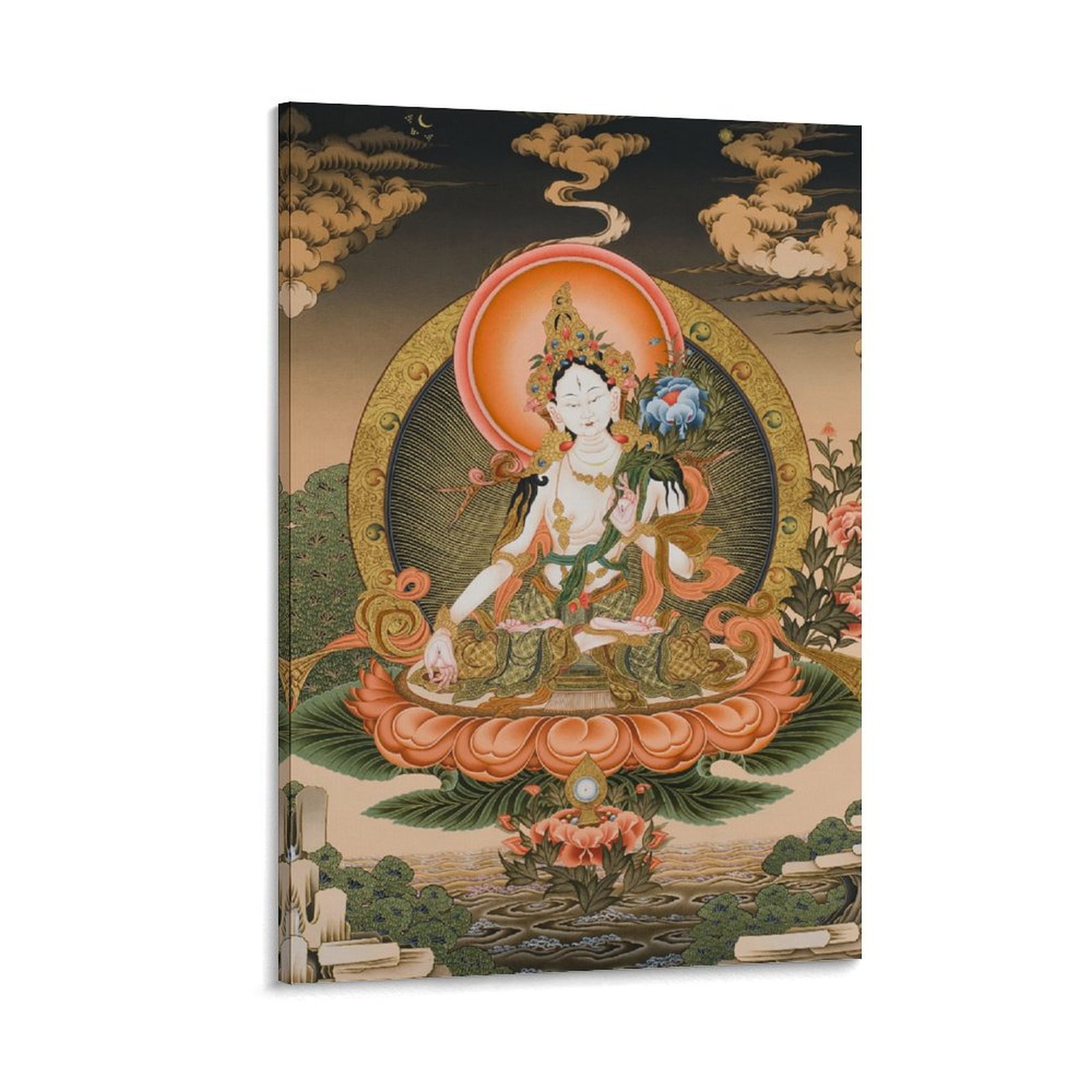 White Tara Tibetan Thangka Artworks Picture Print Canvas Poster Wall ...