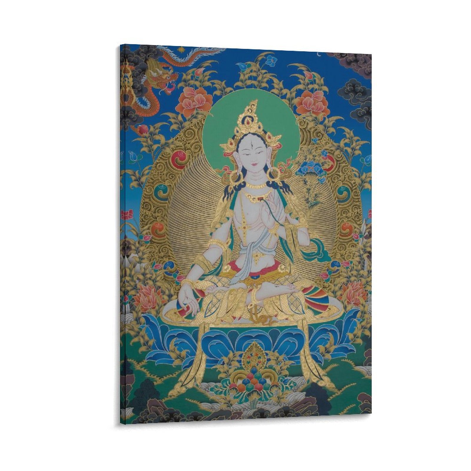White Tara Tibetan Thangka Mother Goddess Prints Canvas Art Poster and ...