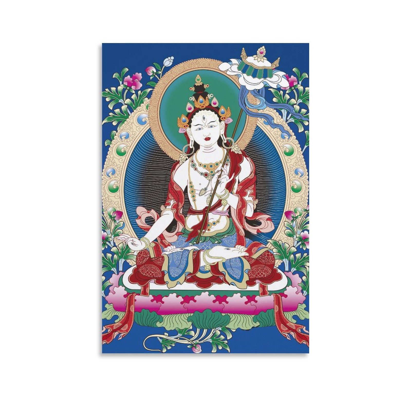White Tara Tibetan Thangka Painting Poster (8) Picture Print Canvas ...
