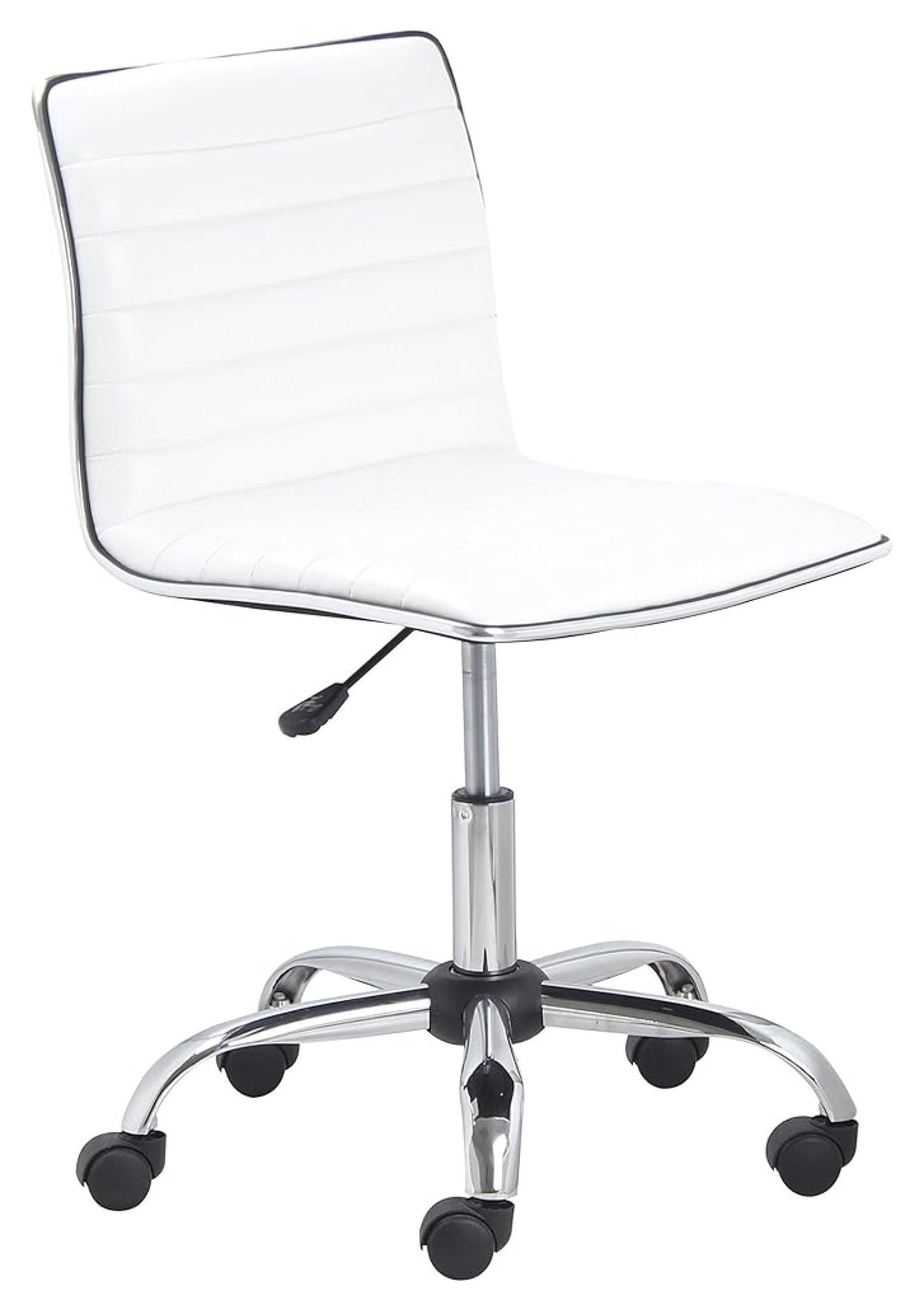 White Task Chair - Swivel Ribbed Office Chair, Armless Designer Chair ...