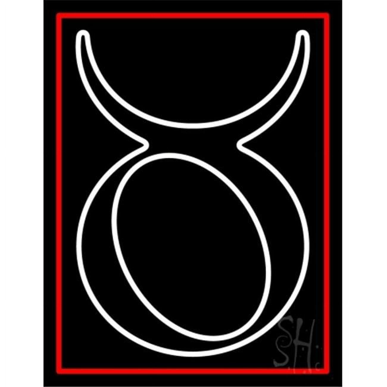 White Taurus Red Border Clear Backing Neon Sign, 31 x 1 x 24 in ...