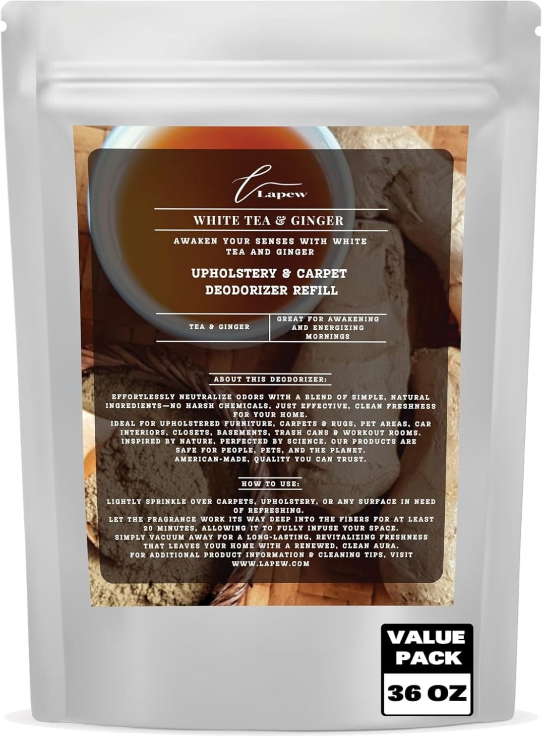 White Tea & Ginger Carpet Freshener Powder Refill 36 oz | Powerful Odor ...