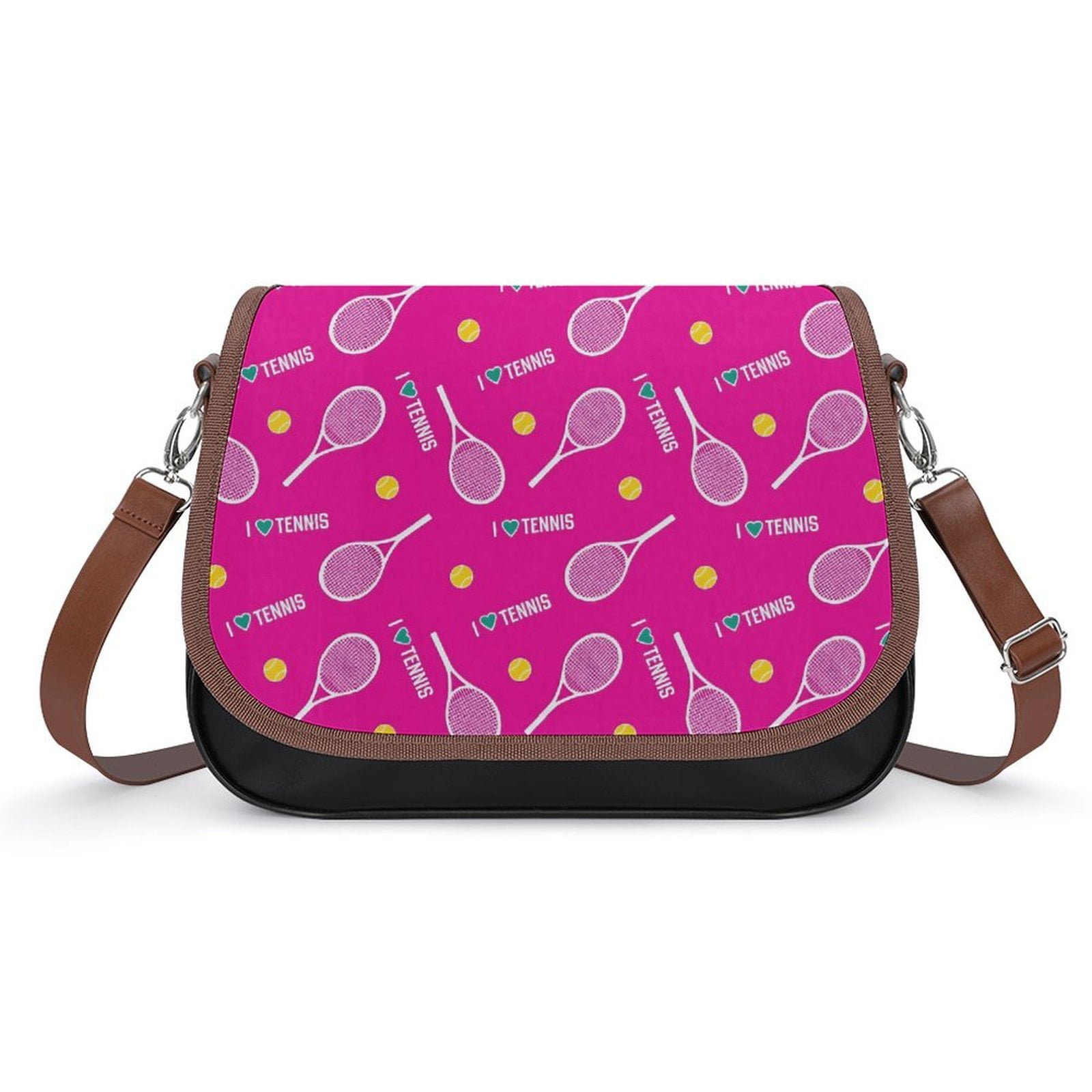 White Tennis Rackets on Vivid Background Pu Leather Shoulder Bag ...