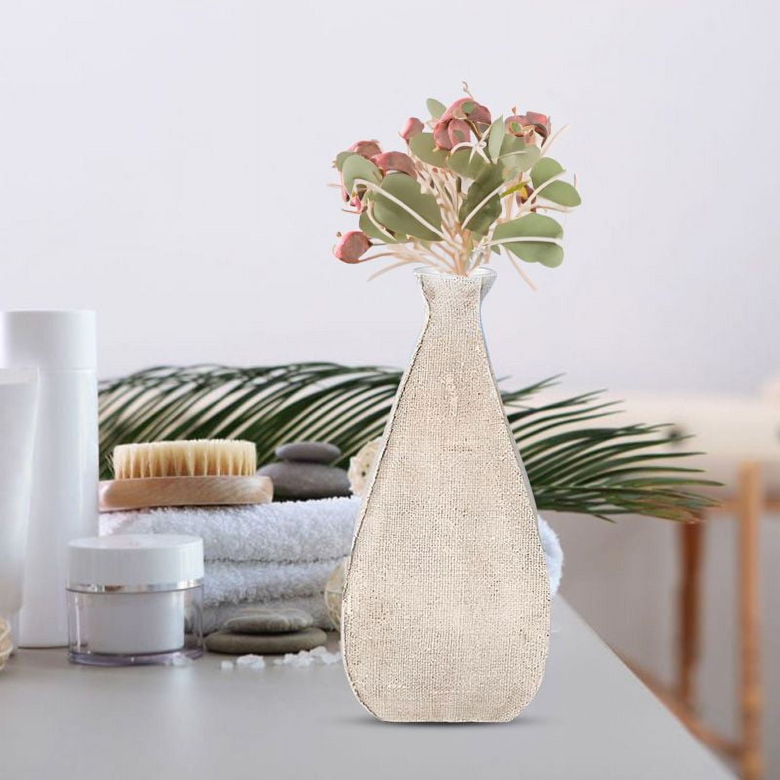 Inspire Me! Home Decor White Porcelain Geometrical Design Vase with Cut ...