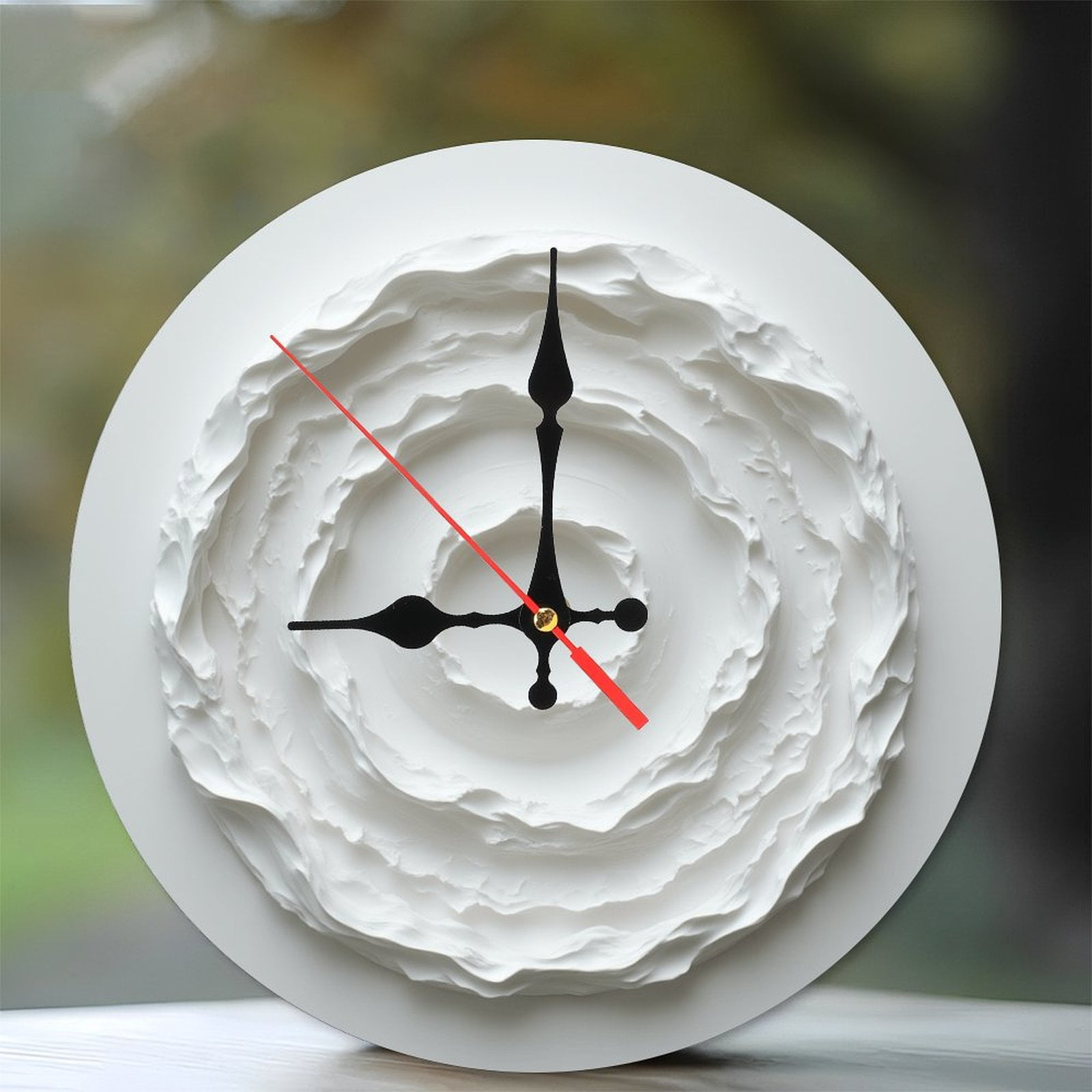 White Textured Wall Art 10-Inch Silent Wooden Wall Clock, Battery ...