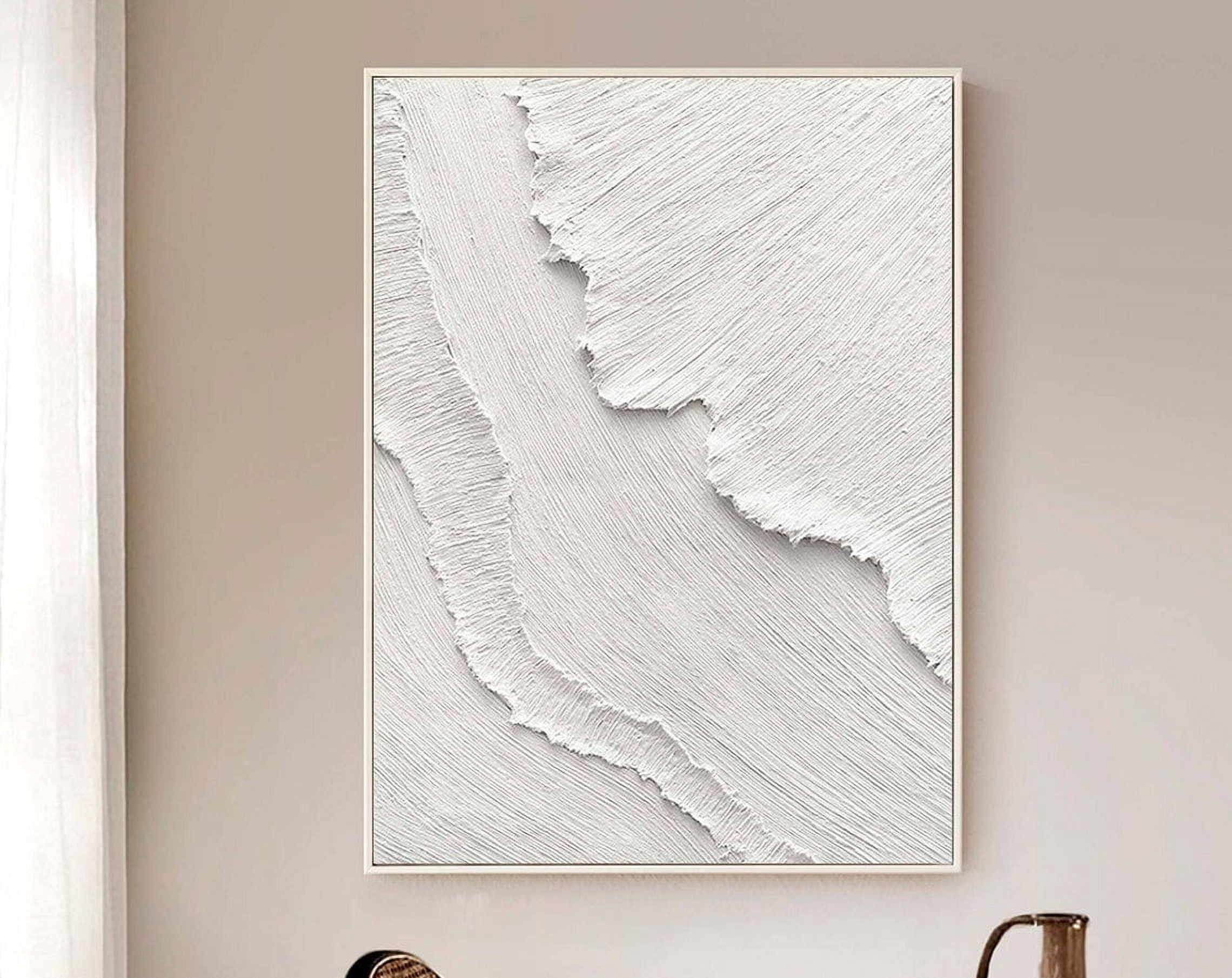 White Textured Wall Art White Plaster Art White Waves Abstract Painting ...
