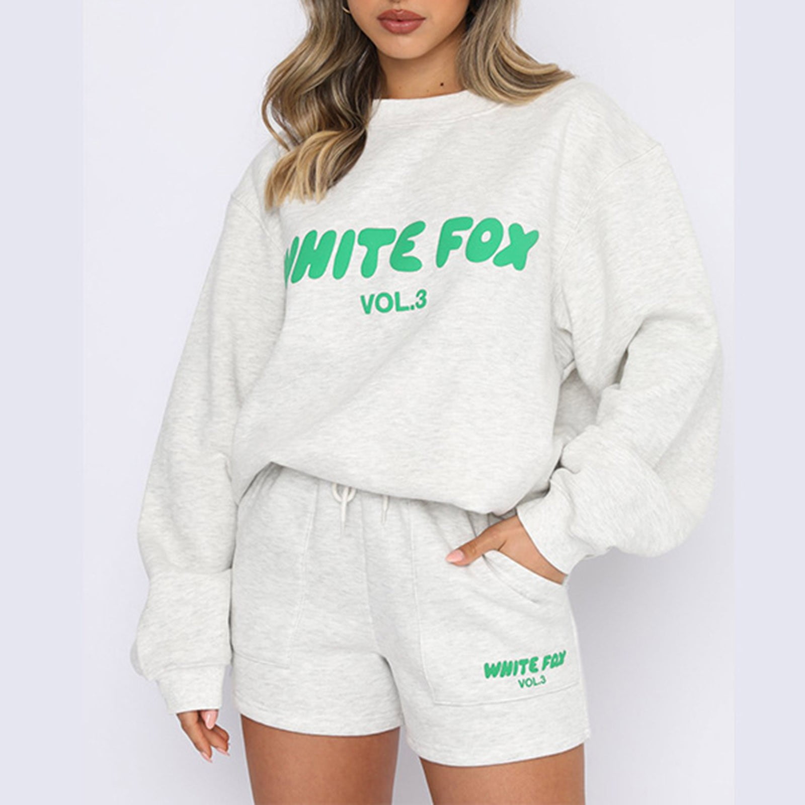 White-The-Fox Clearance Womens 2 Piece Outfits Lounge Hoodie Sweatsuit ...