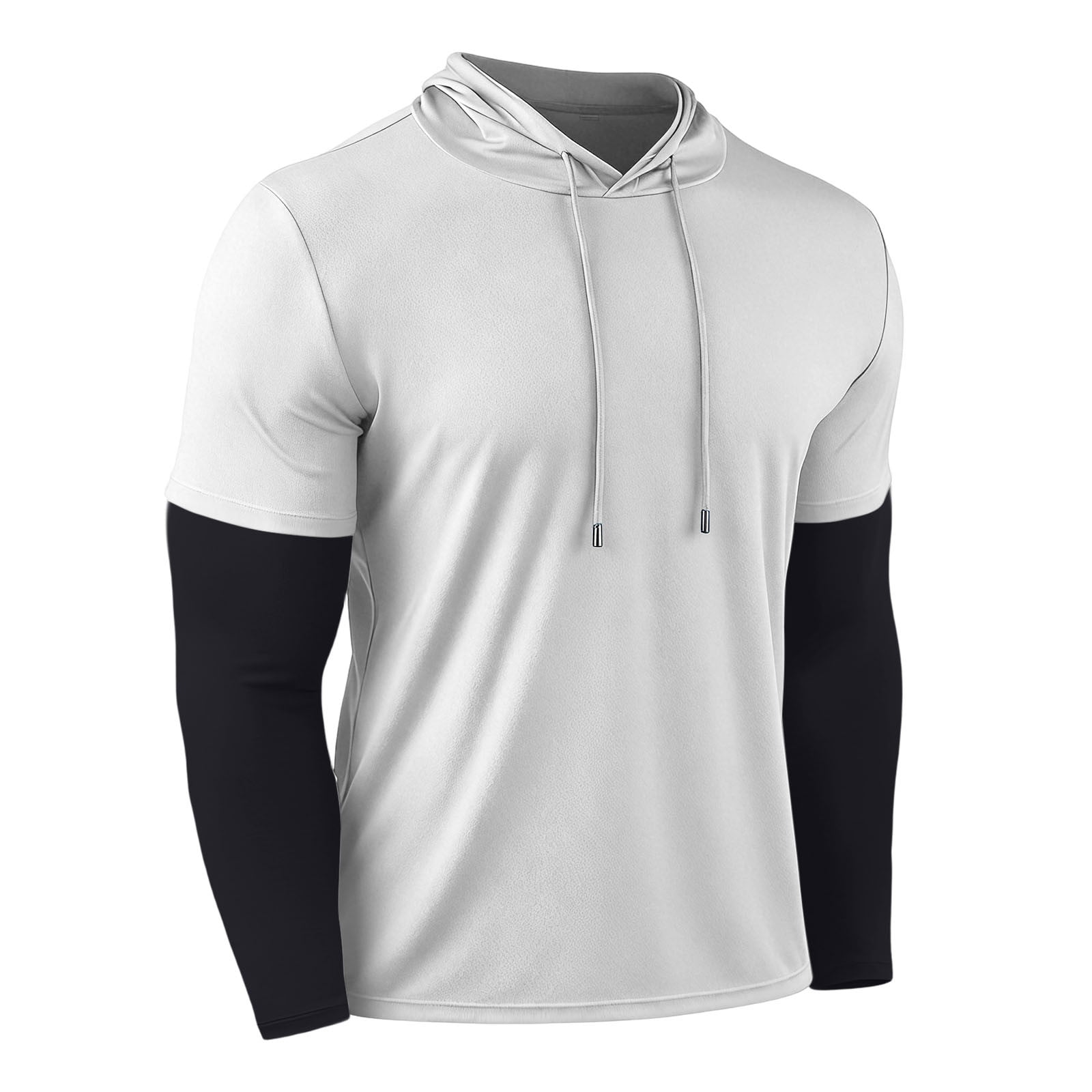 White Thermal 2 Piece Hooded Fake 2 Plain Sport Athletic Match Jogger ...