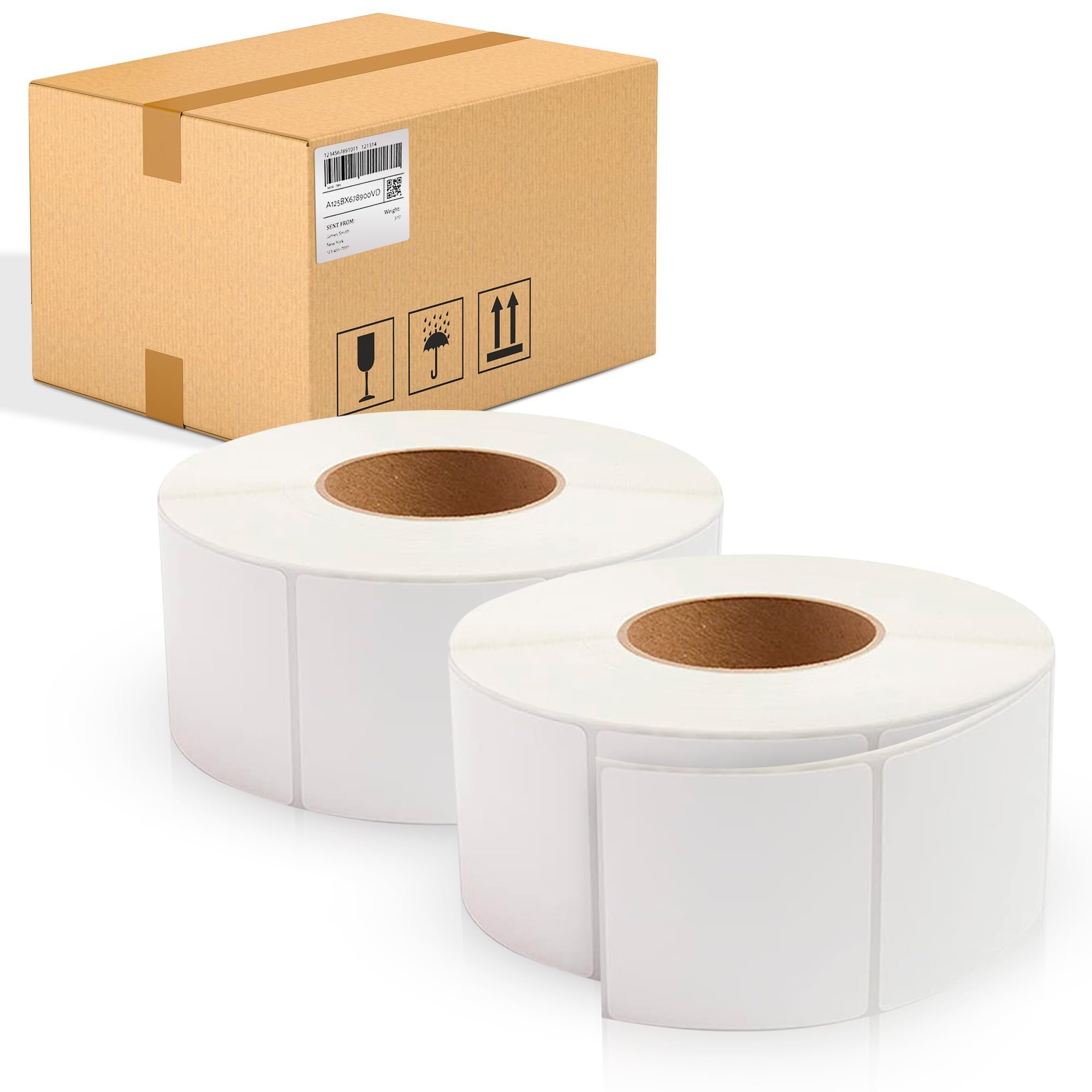 White Thermal Transfer Labels, 3 x 3 Inch. Pack of 7800 Self-Adhesive ...