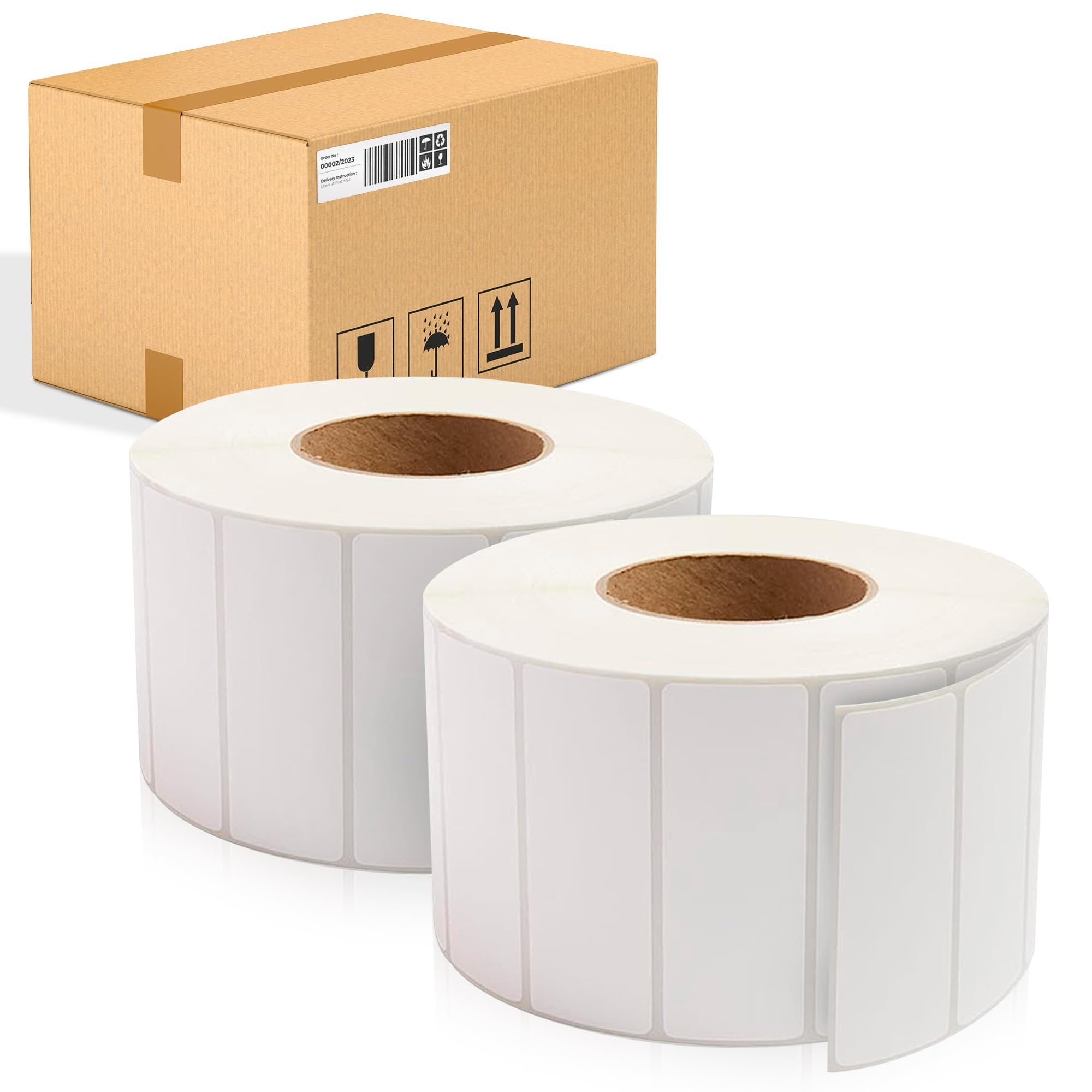 White Thermal Transfer Labels, 4 x 1.5 Inch. Pack of 15040 Self-Adhesive Perforated Industrial ...