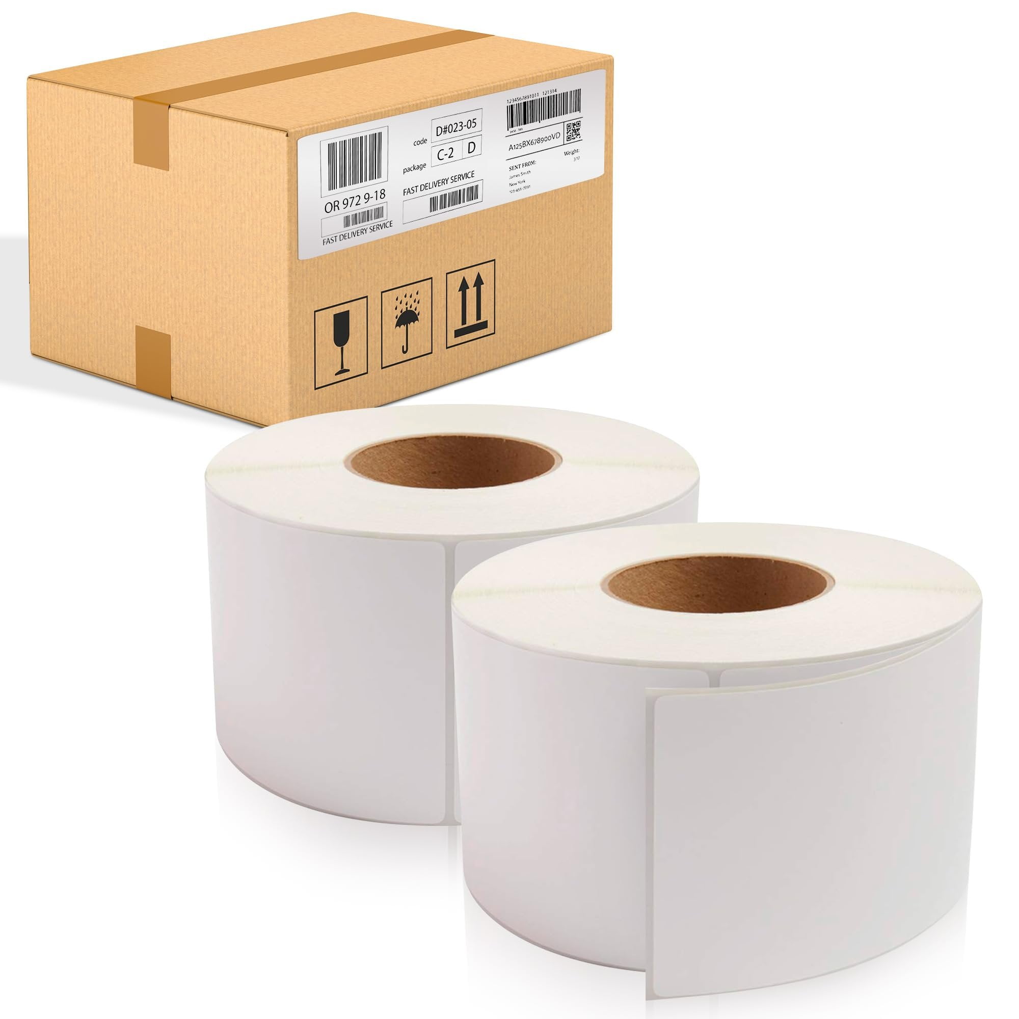 White Thermal Transfer Labels, 4 x 12 Inch. Pack of 2000 Self-Adhesive ...