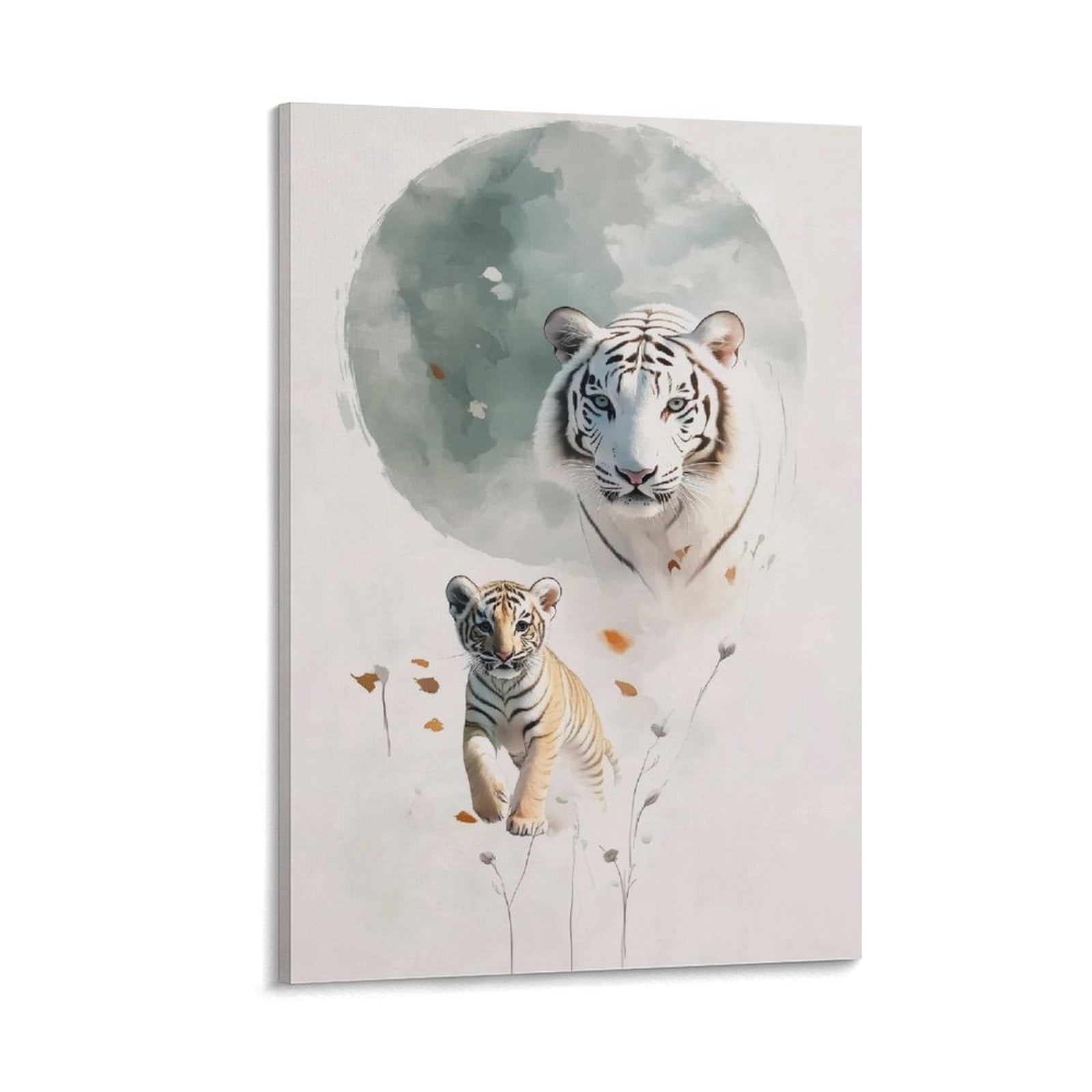 White Tiger And Tiger Cub Artwork Print Photo Art Painting Canvas ...