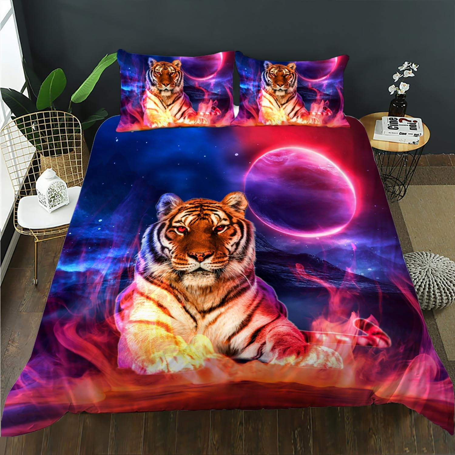 White Tiger Duvet Cover Set Twin Size Wild Animals Tiger Bedding Set ...
