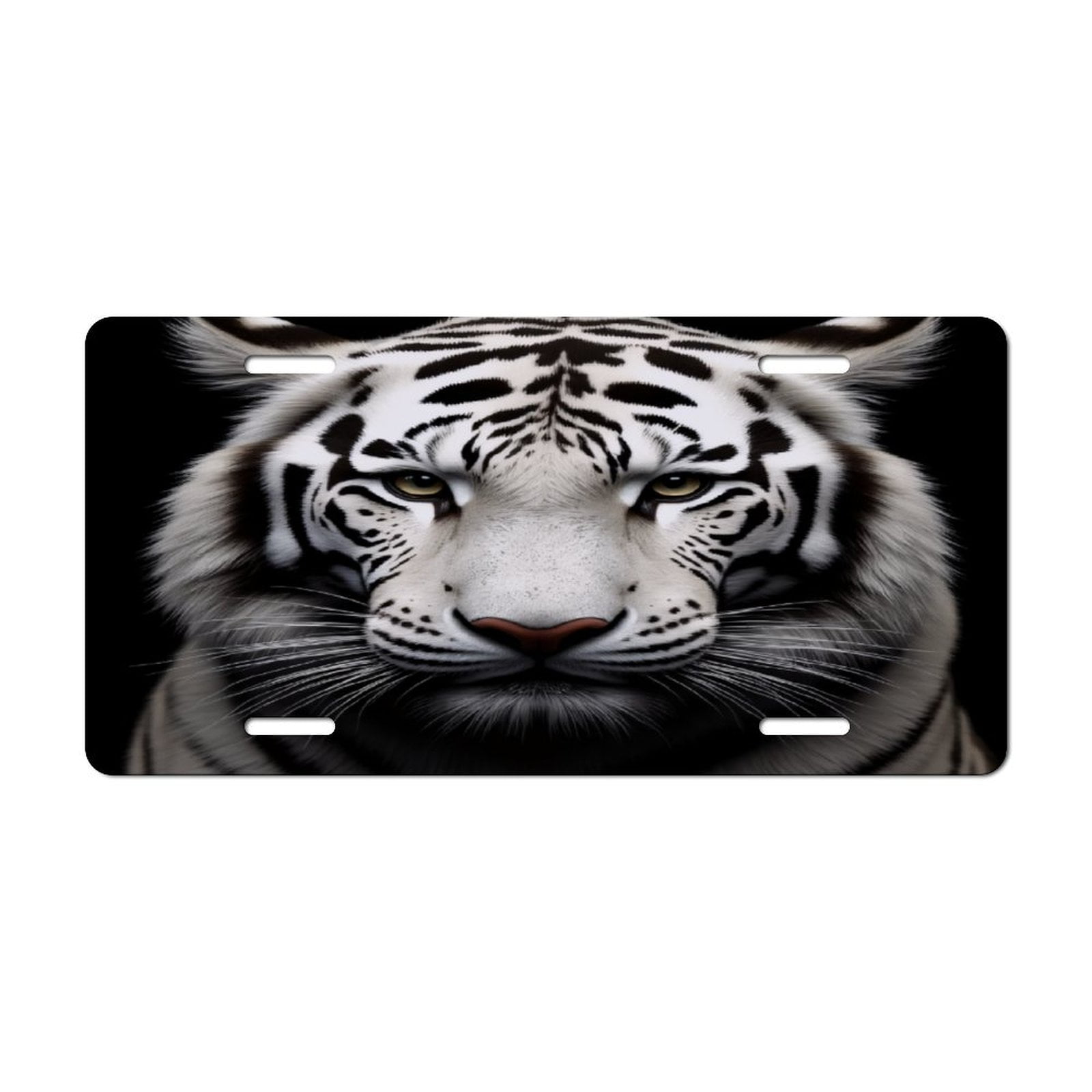 White Tiger Face Close-Up Car Decorative Front License Plate,Vanity Tag ...