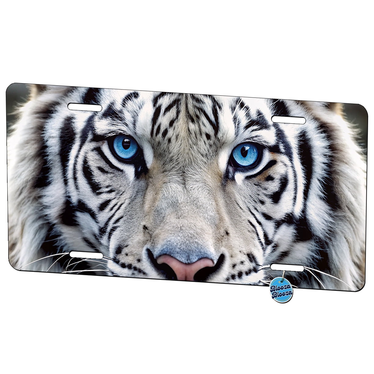 White Tiger Face Metal Novelty License Plate - Walmart.com