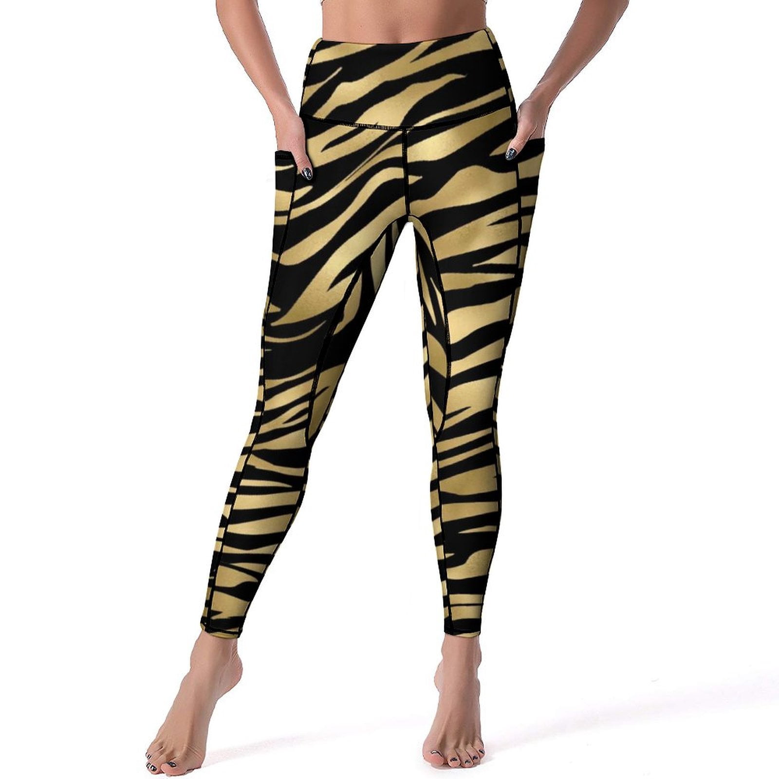 White Tiger Print Quality Leggings Animal Fur High Waist Yoga Pants ...