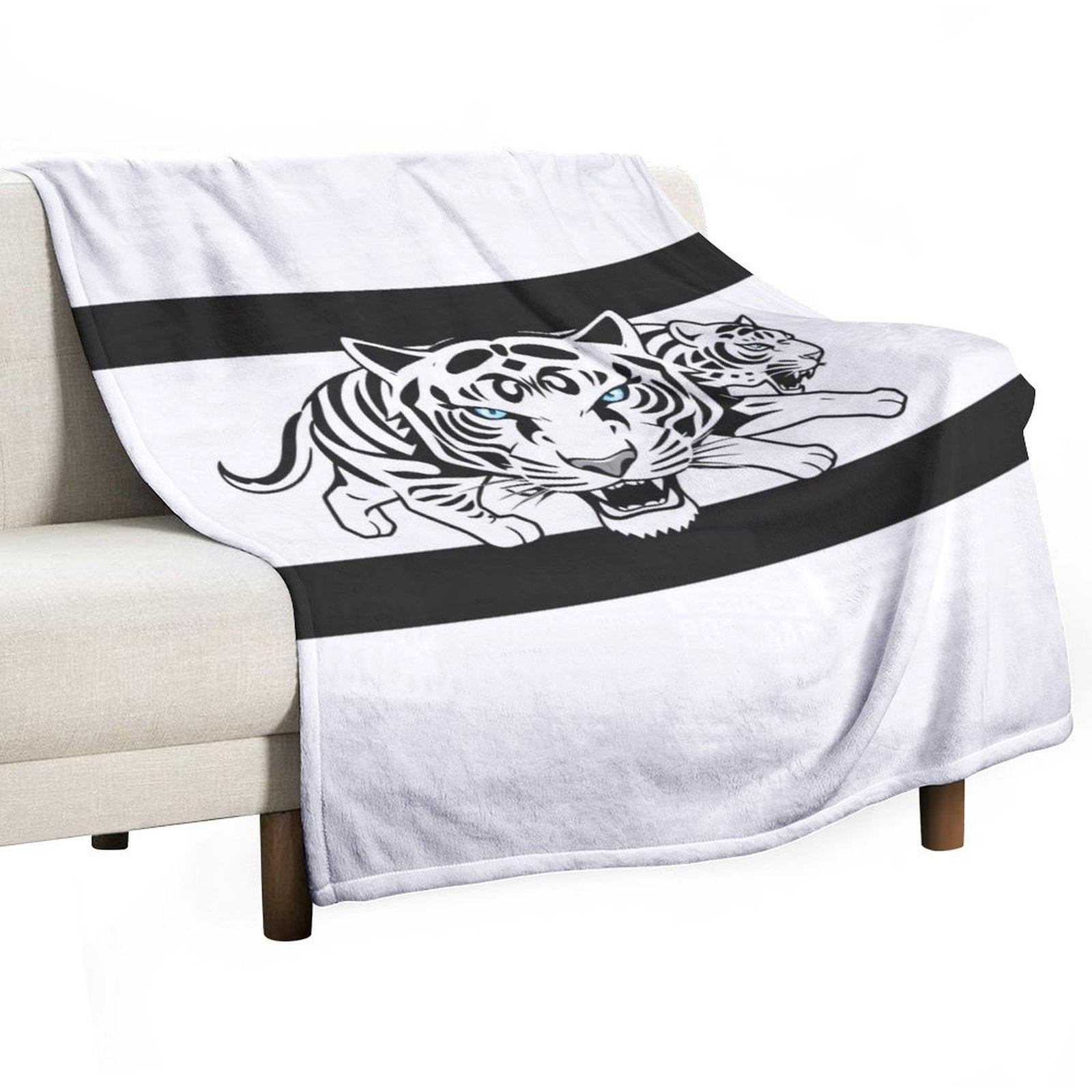 White Tigers Fierce Design Art Soft Flannel Blanket for Beds Bedroom ...